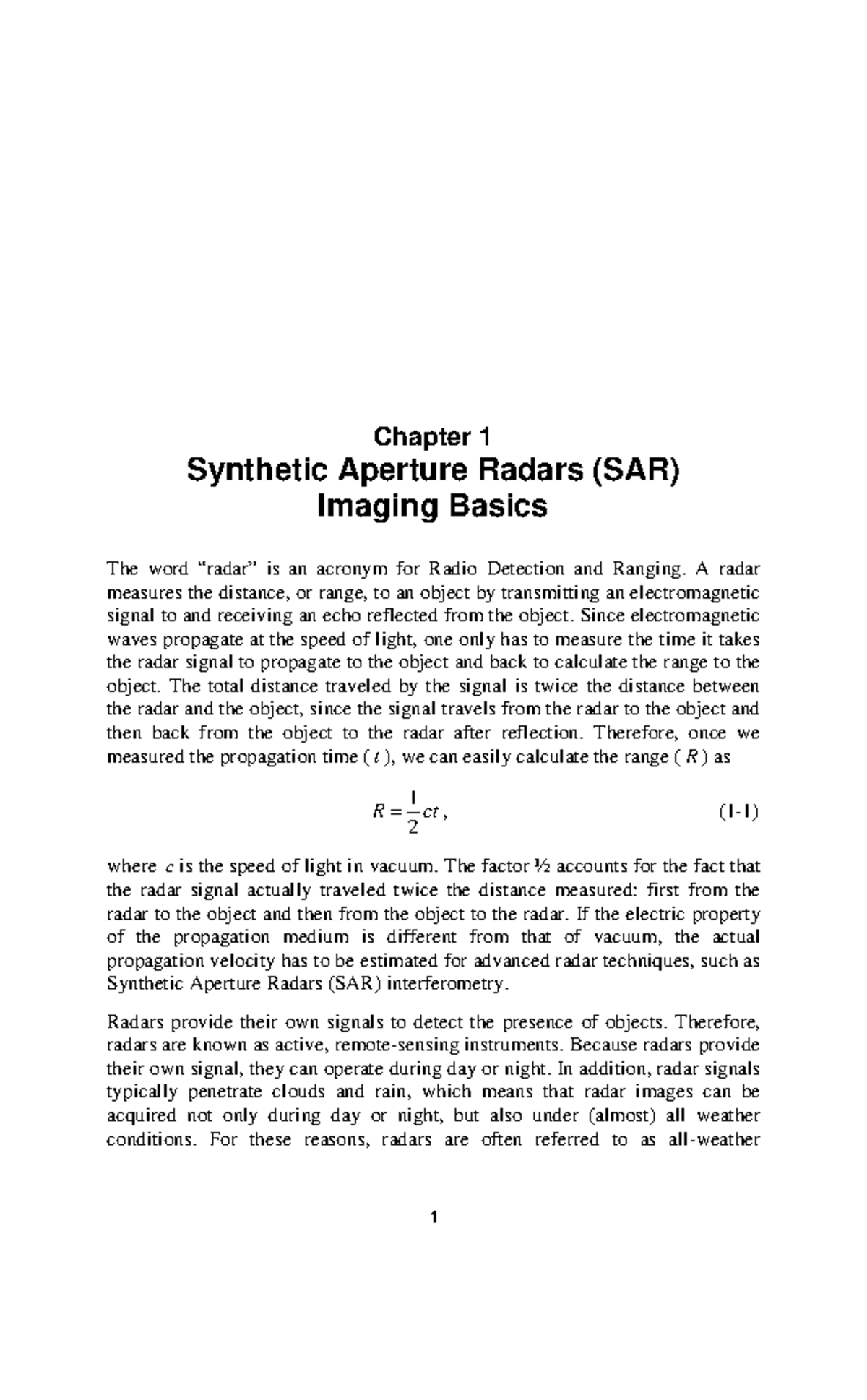 02 Chapter one Synthetic aperture radar - 1 Chapter 1 Synthetic ...
