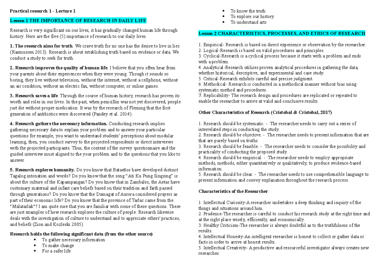 Practical research 1 - Lecture 1 - Practical research 1 - Lecture 1 ...