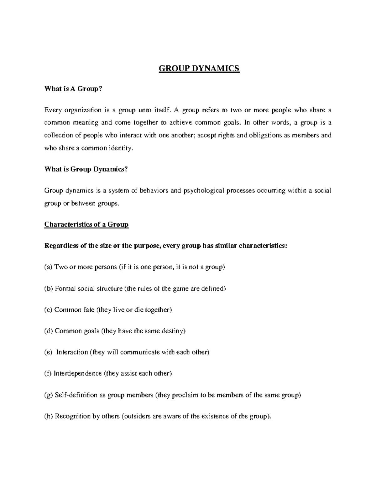 Group AND Group Dynamism - GROUP DYNAMICS What is A Group? Every ...