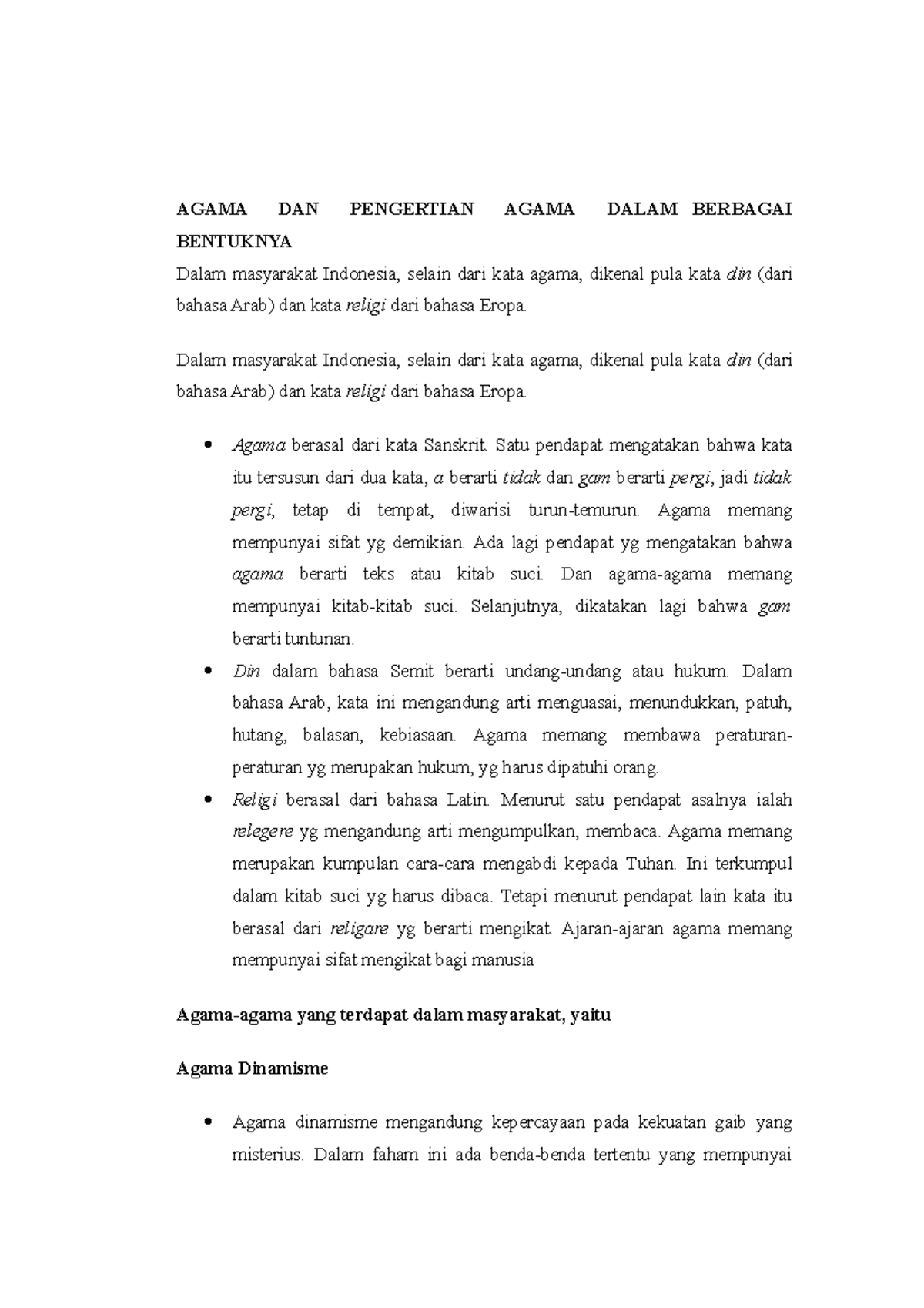 Agama DAN Pengertian Agama Dalam Berbagai Bentuknya - AGAMA DAN ...