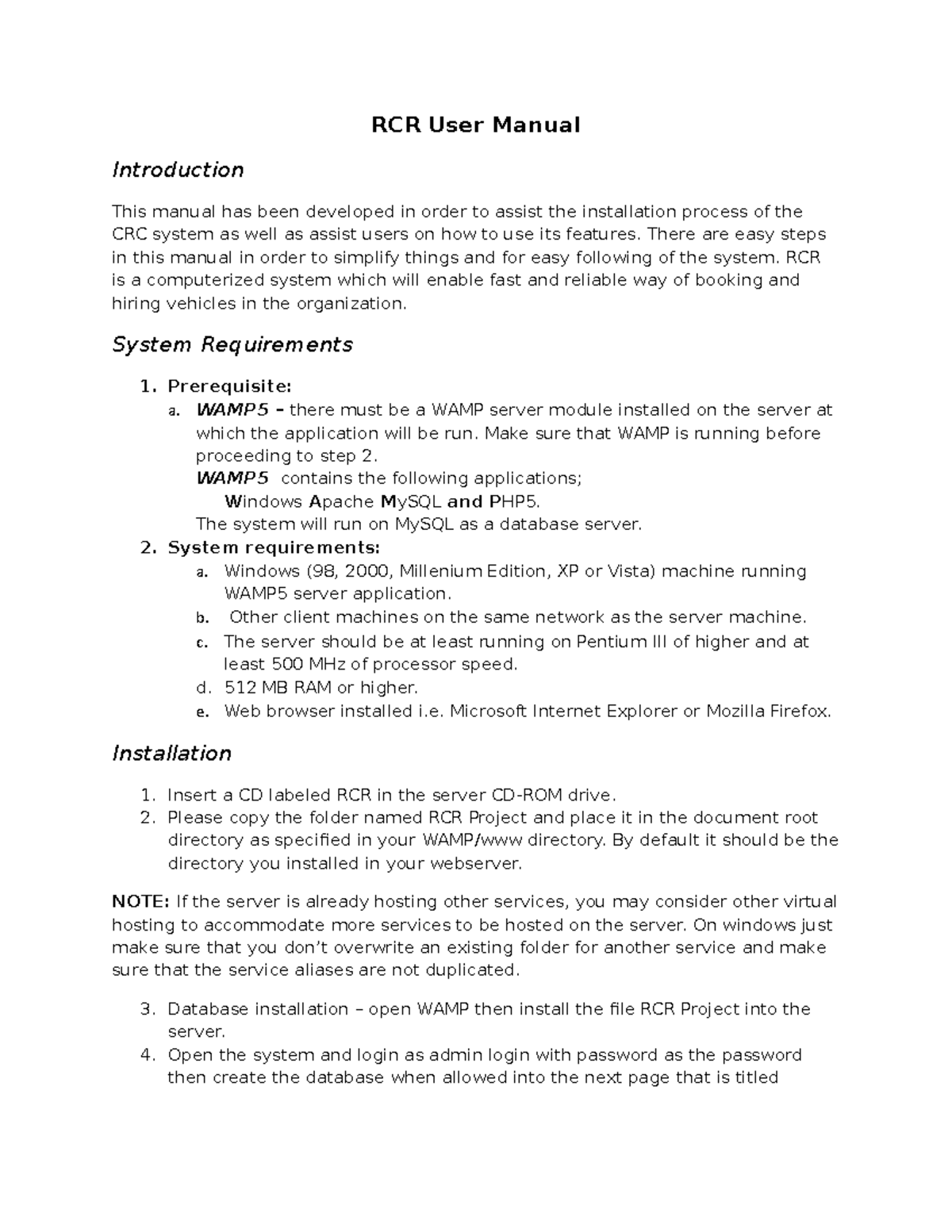 RCR User Manual - Lecture notes 1 - Management Information Systems ...