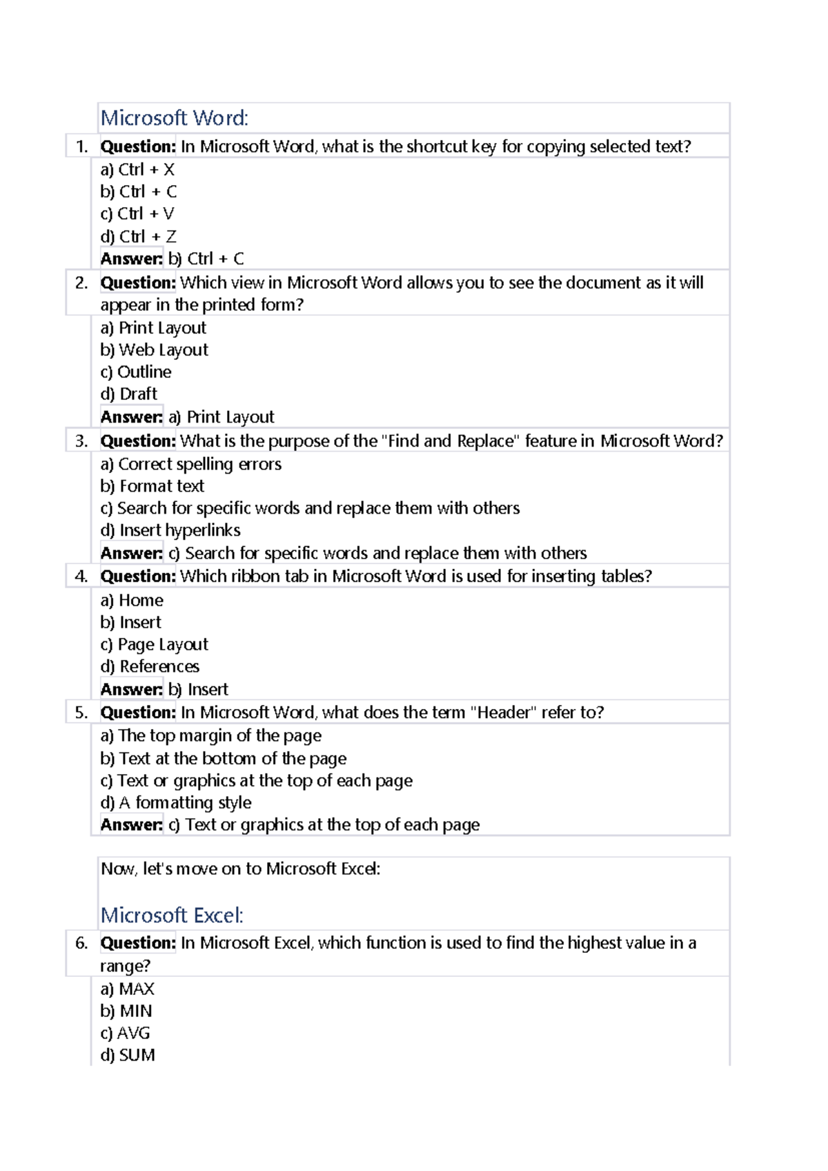 Microsoft products MCQs - Microsoft Word: Question: In Microsoft Word ...