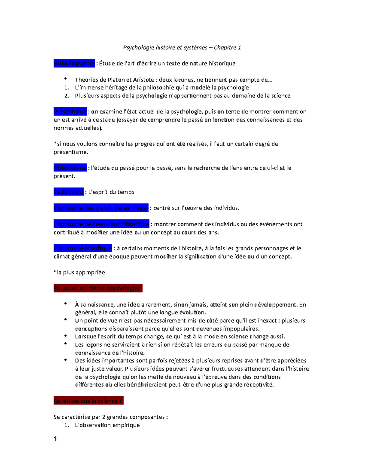 Chapitre 1 - Introduction à l'histoire de la psychologie - Psychologie ...