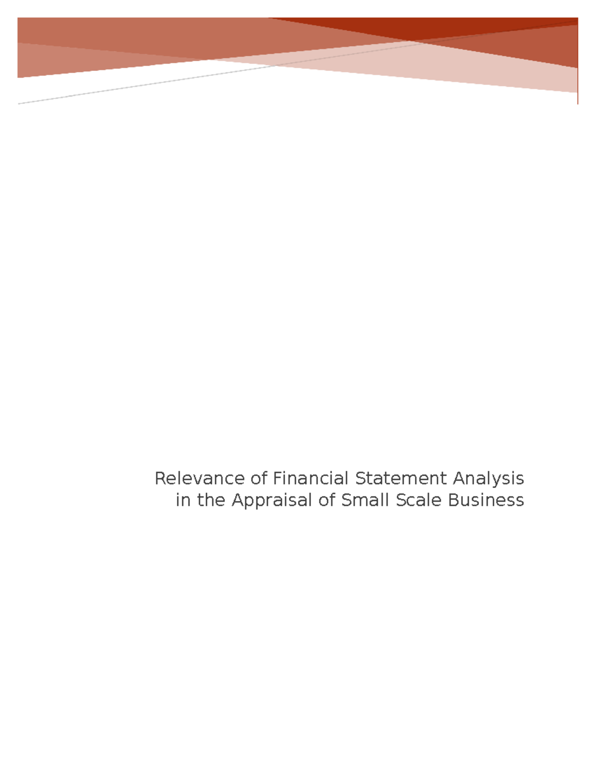 Relevance of Financial Statement Analysis in the Appraisal of Small ...
