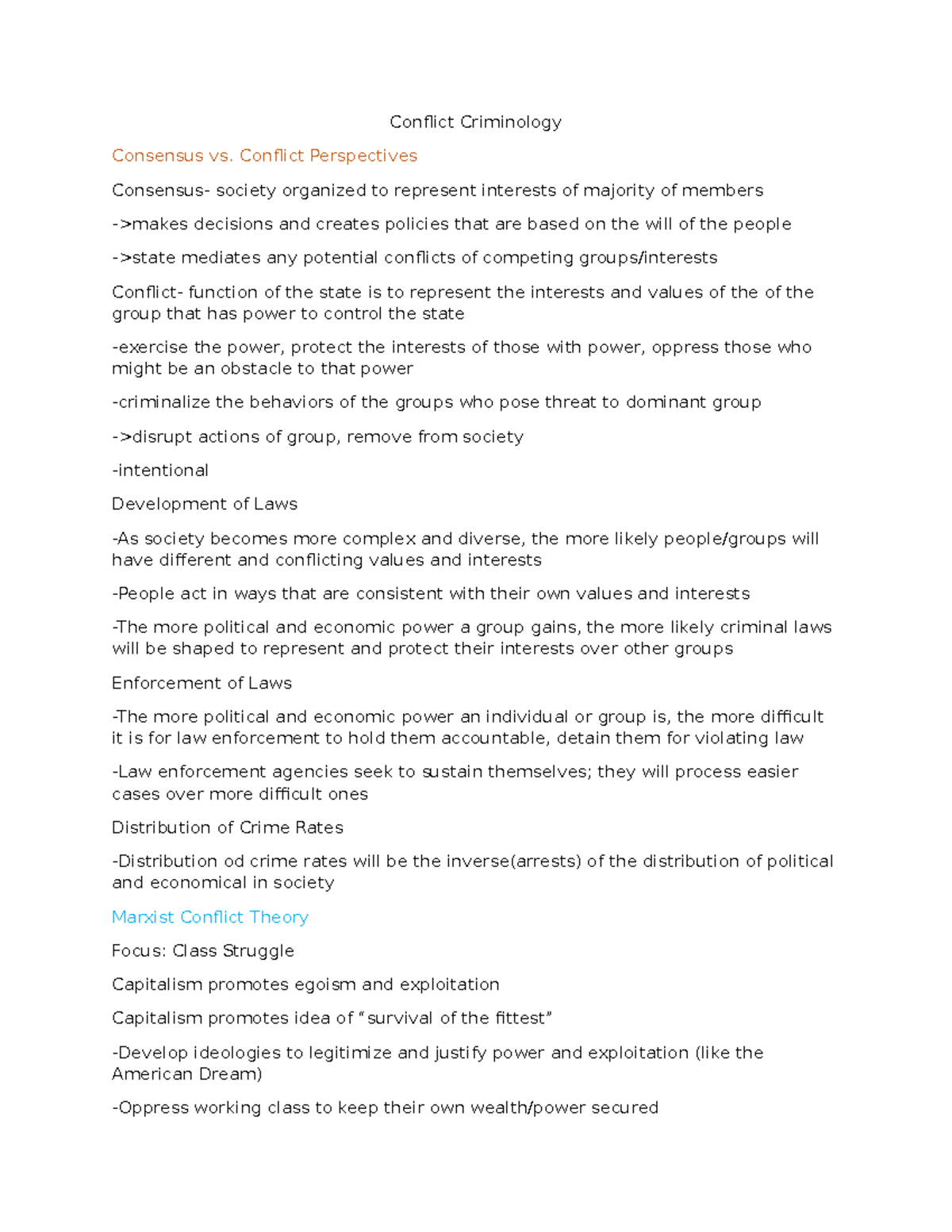 Critical Criminology november 2 - Conflict Criminology Consensus vs ...