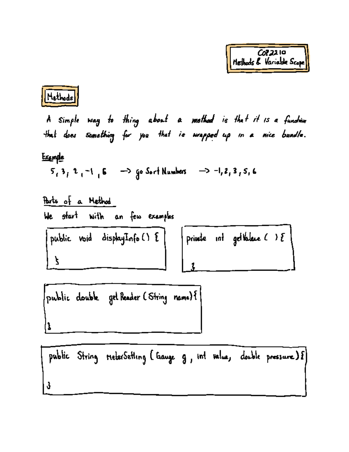 COP2210 Notes Methods 1 - COP 2210 - Studocu