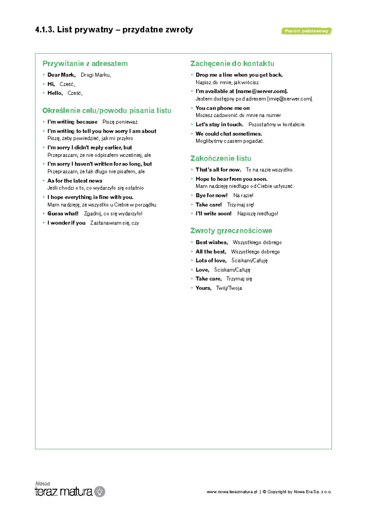4.1.3. List prywatny – przydatne zwroty - nowa.terazmatura ...