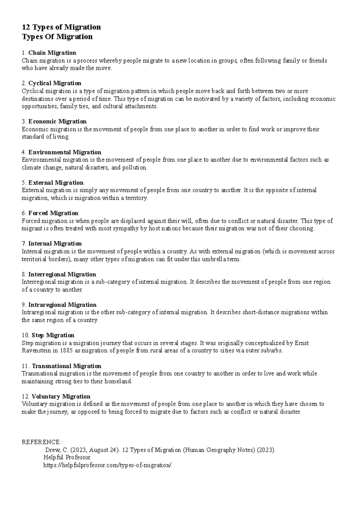 12 Types of Migration - GEC04 - 12 Types of Migration Types Of ...