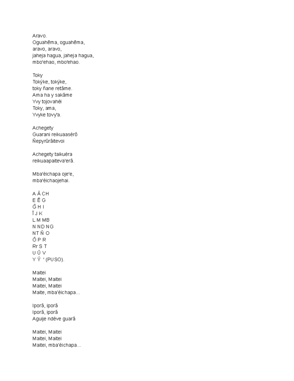 Guaraní pdf - Aravo. Oguahēma, oguahēma, aravo, aravo, jaheja hagua ...