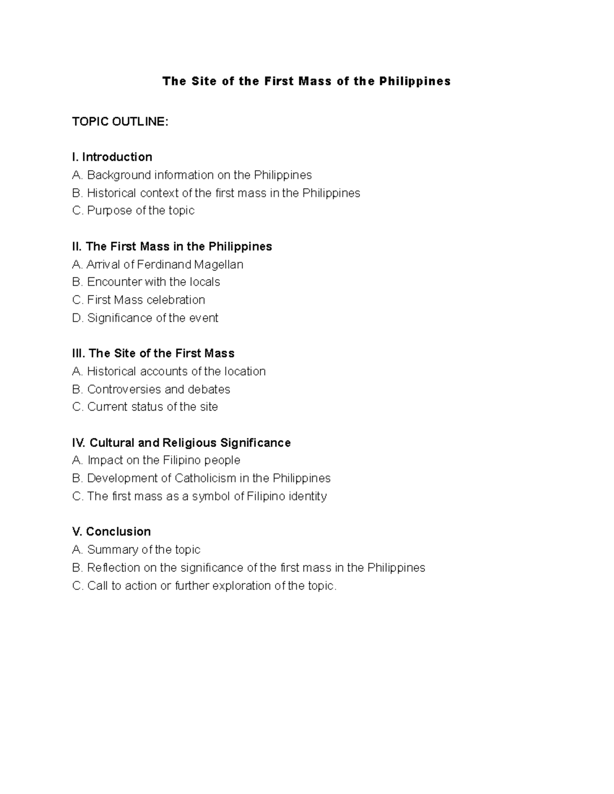 The Site of the First Mass of the Philippines - Introduction A ...