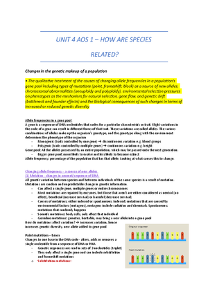 VCE Biology Notes UNIT FOUR - VCE BIOLOGY NOTES UNIT FOUR: HOW DO LIFE ...