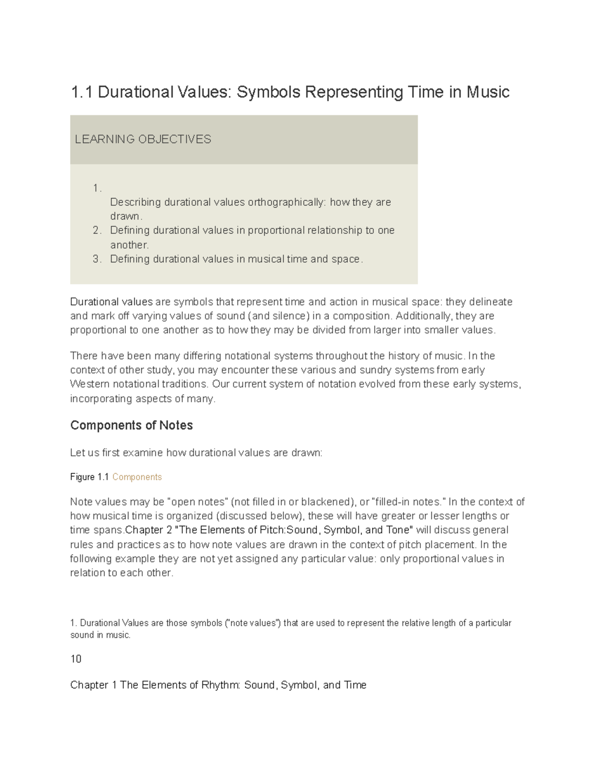 Durational values - music theory - 1 Durational Values: Symbols ...
