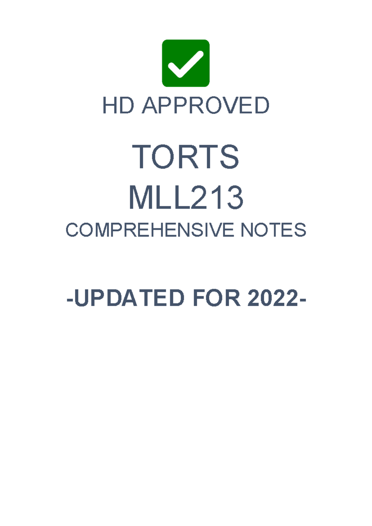 Damages Notes - HD APPROVED TORTS MLL COMPREHENSIVE NOTES -UPDATED FOR ...