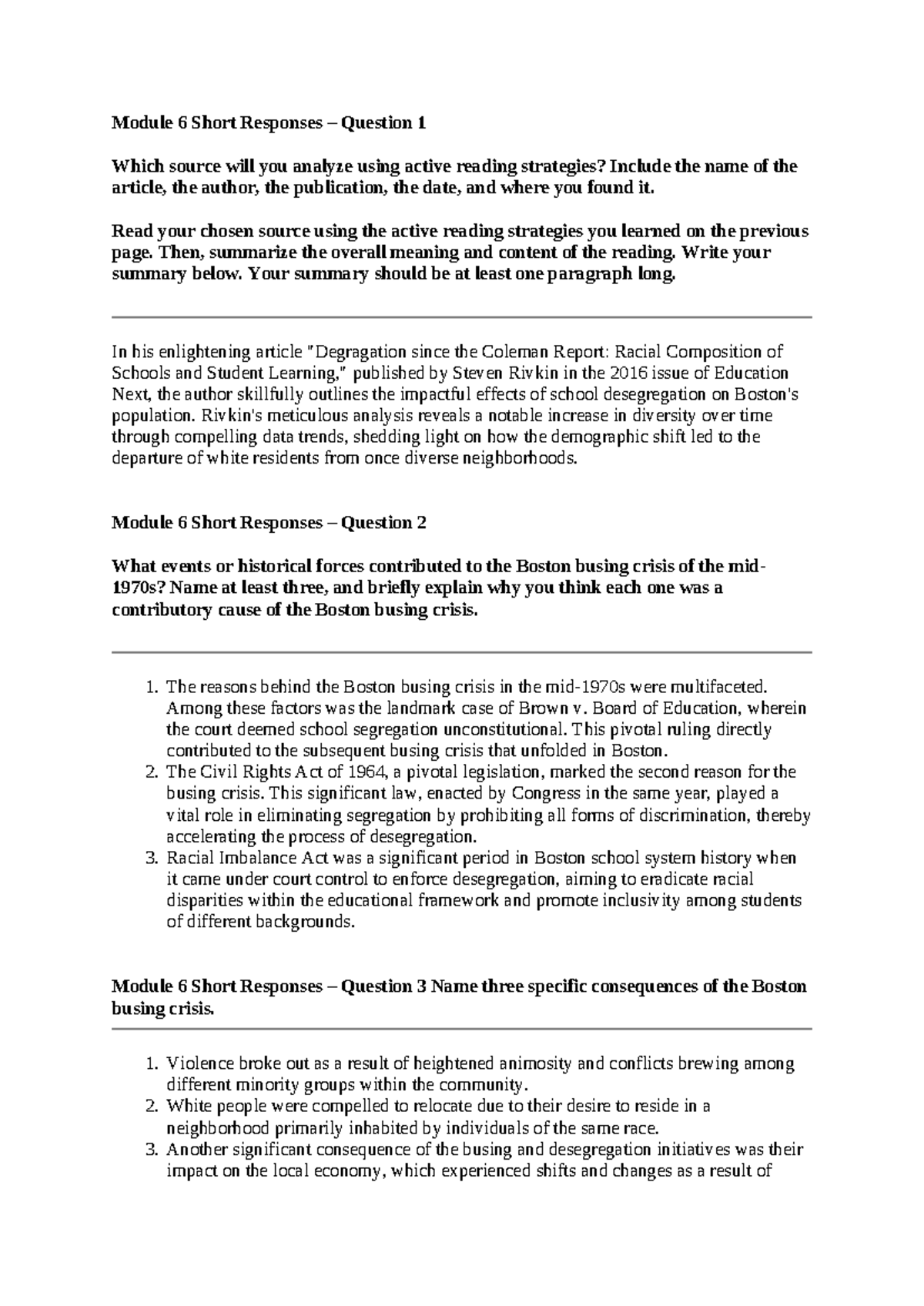 Tioni Melton HIS 200 Applied History-6 - Module 6 Short Responses ...