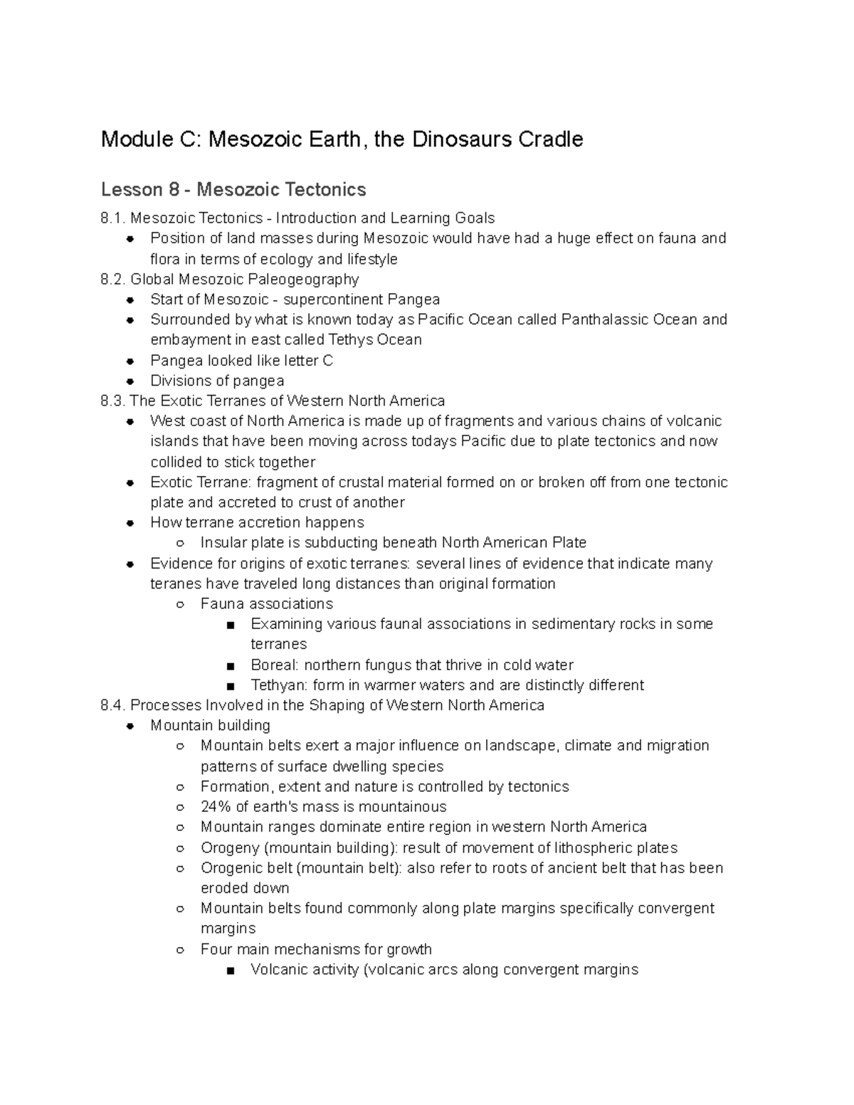 EOSC 116 Module C - Module C: Mesozoic Earth, the Dinosaurs Cradle ...