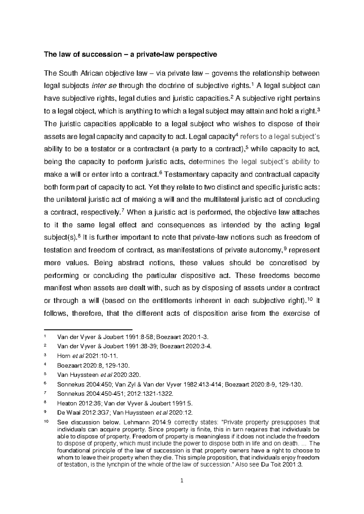 Faber JT JJS 2022 - SUMMARY - 1 The law of succession – a private-law ...