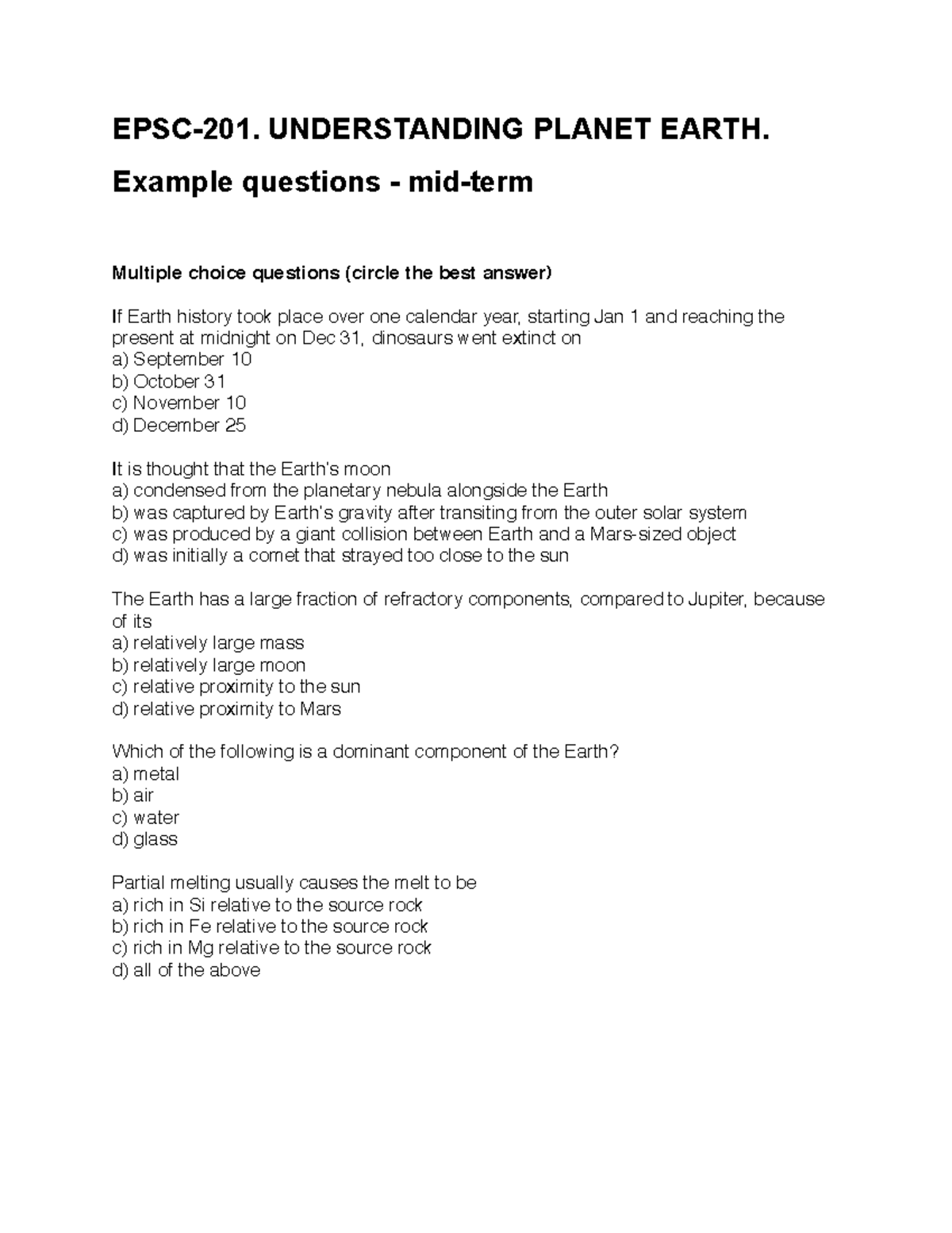 Sample/practice exam September 2008, questions and answers - EPSC-201 ...