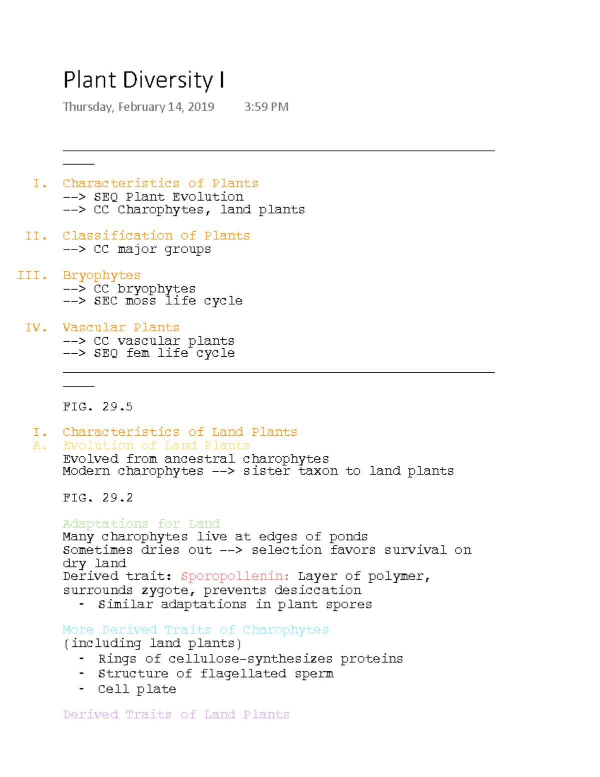 Plant Diversity I - Lecture 8 - Plant Diversity I Thursday, February 14 ...