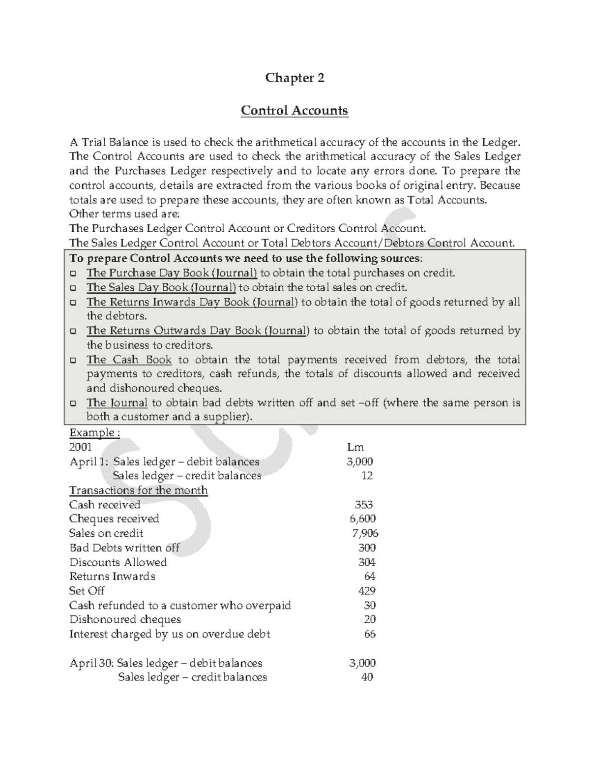 Control Accounts 14 - Chapter 2 Control Accounts A Trial Balance is ...