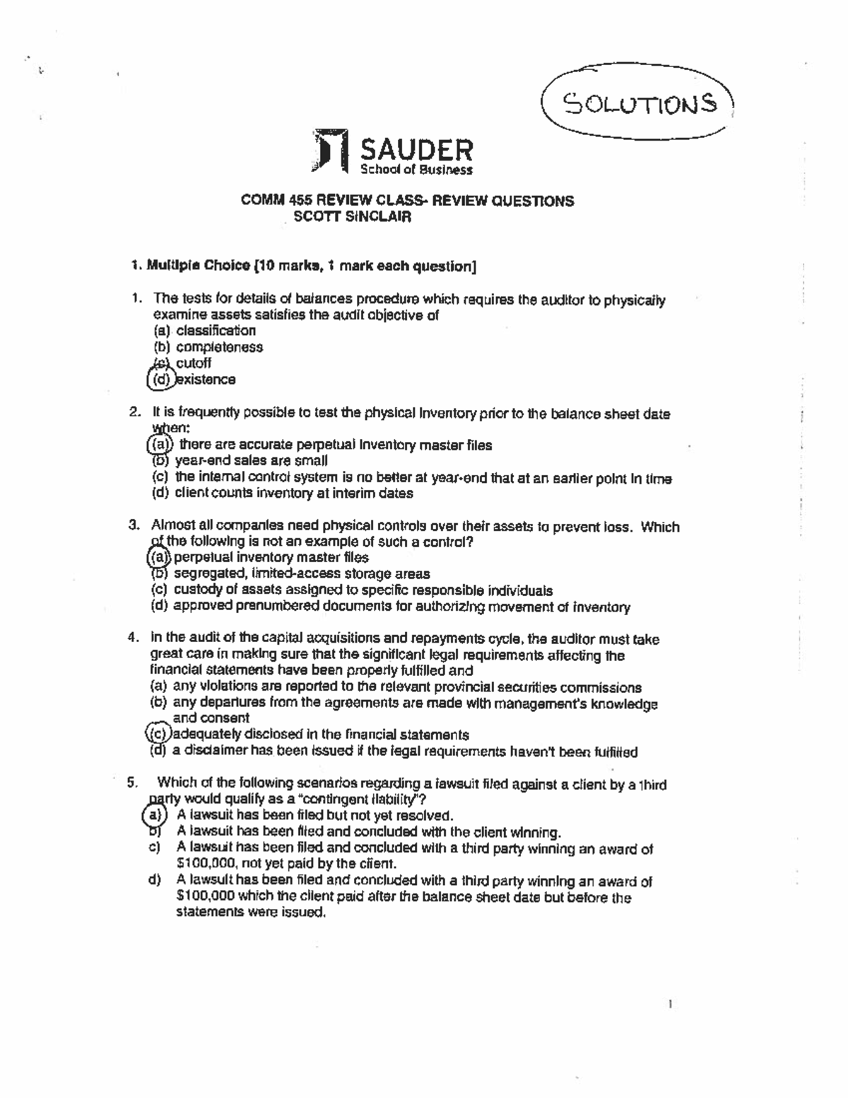 Sample Practice Exam 1 April 2015 Questions And Answers Busi 455 Warning Decodescan