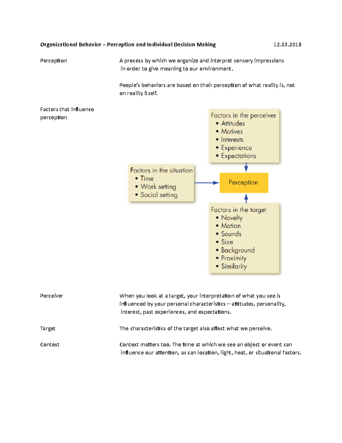 Organizational Behavior - Perception and Individual Decision Making ...