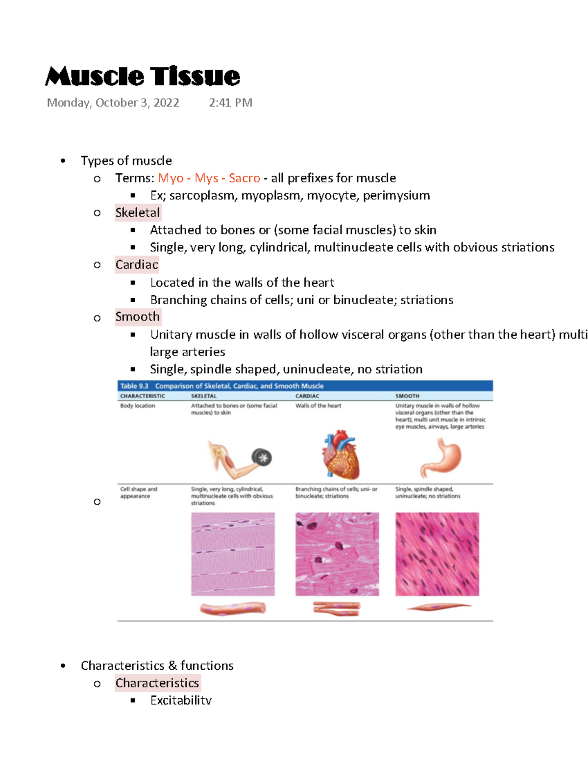 Muscle Tissue - BMS 507 - UNH - Studocu