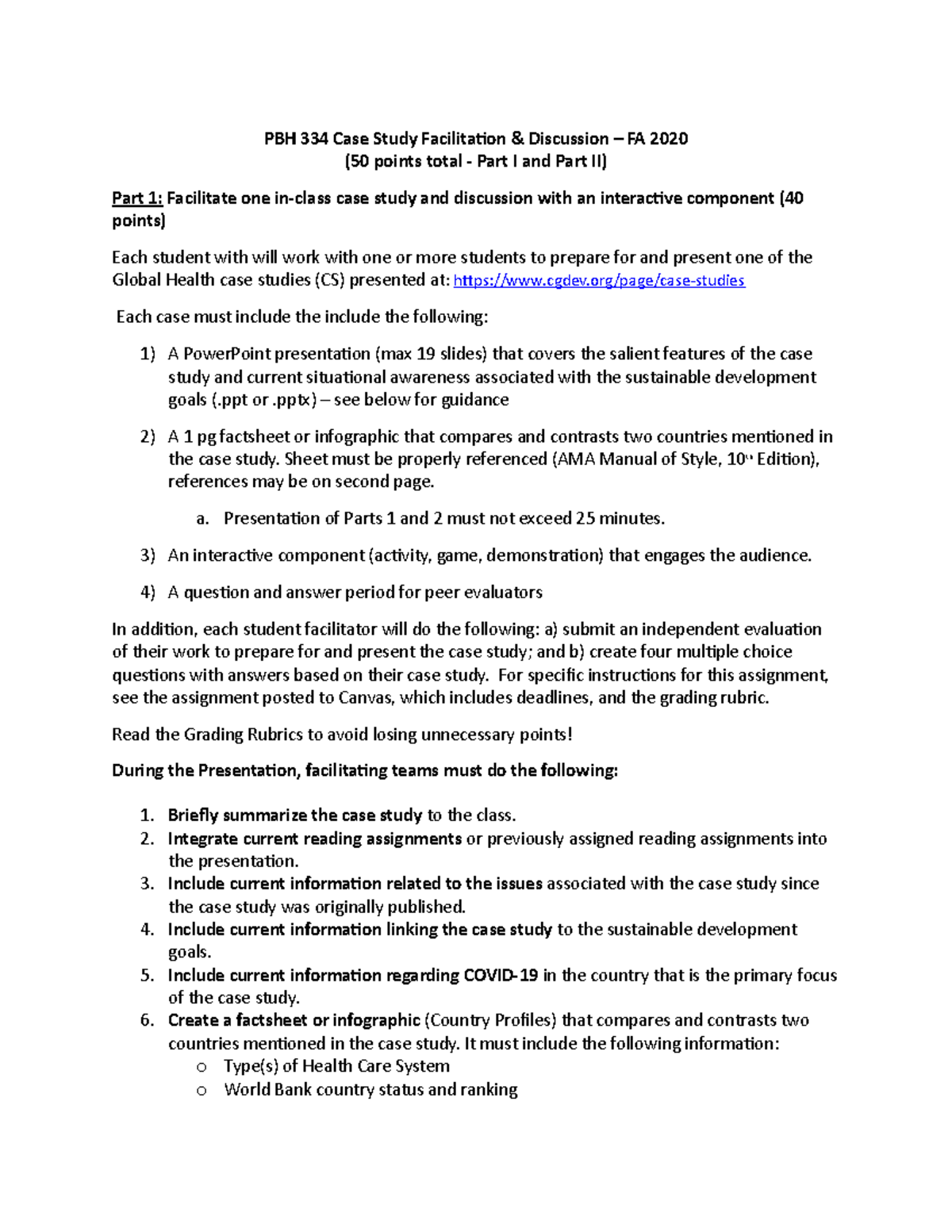 Case Study Facilitation Guidance FA 2020 - PBH 334 Case Study ...