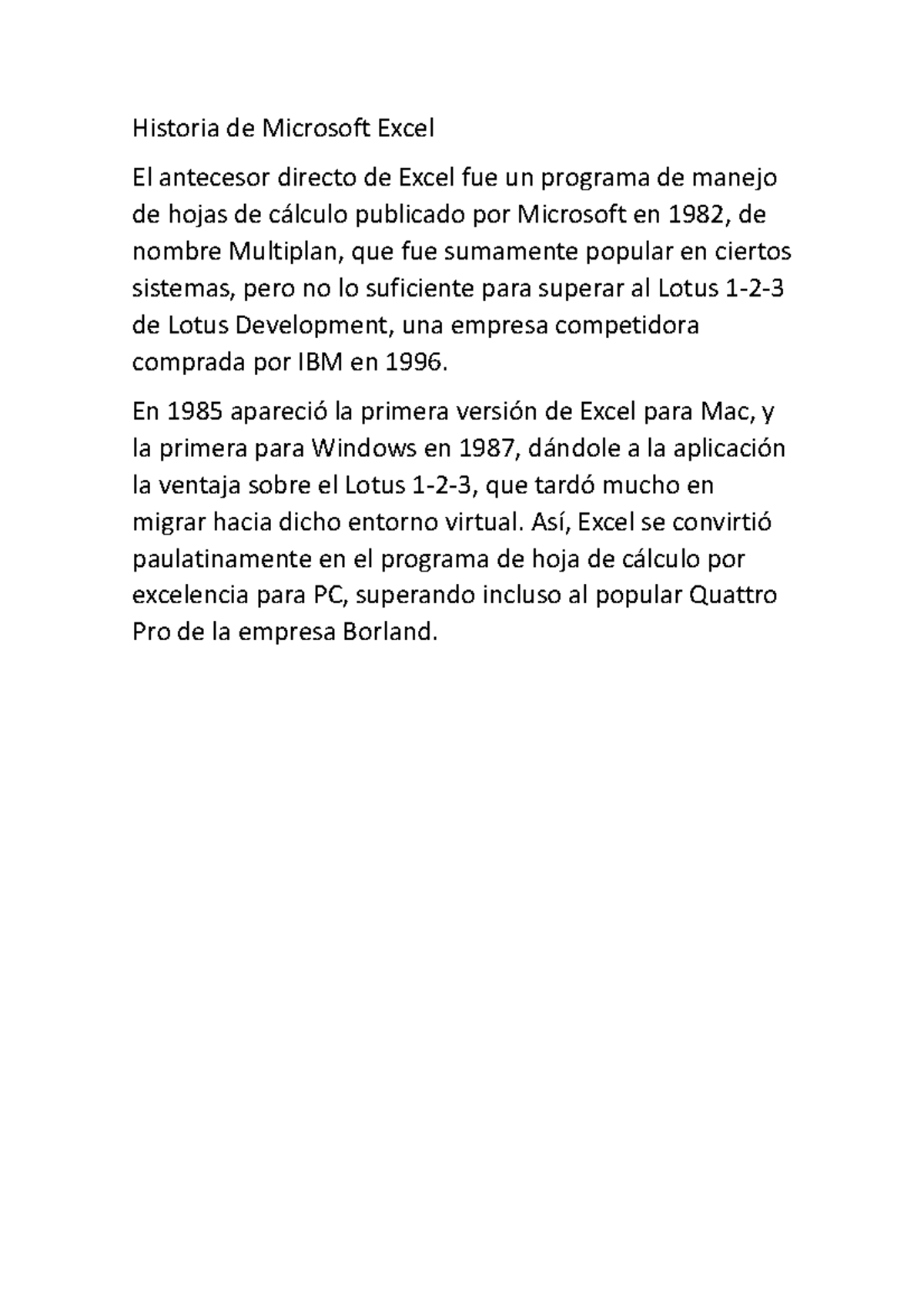 Historia de excel - info - Historia de Microsoft Excel El antecesor ...