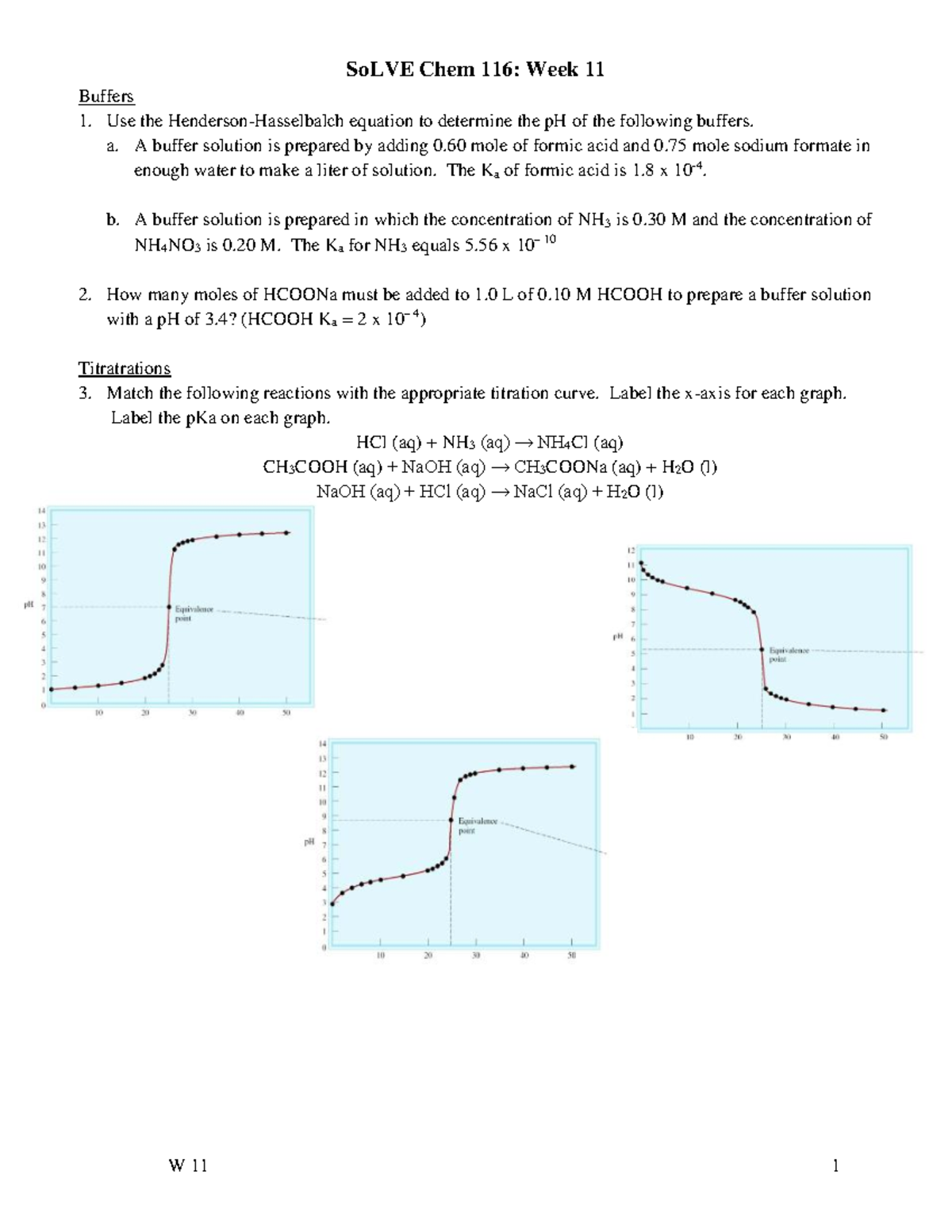 So LVE 116.Week 11 - Practice worksheets - SoLVE Chem 116: Week 11 W 11 ...