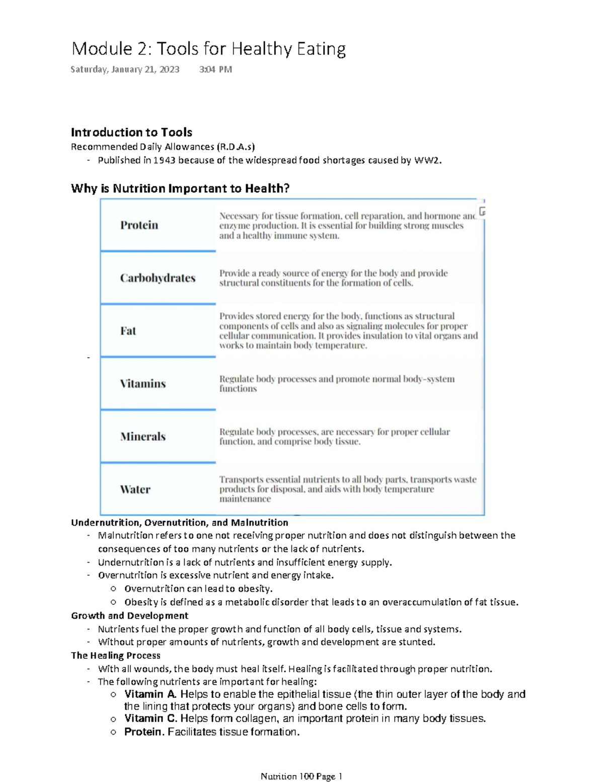 Module 2 Tools for Healthy Eating - Introduction to Tools Recommended ...