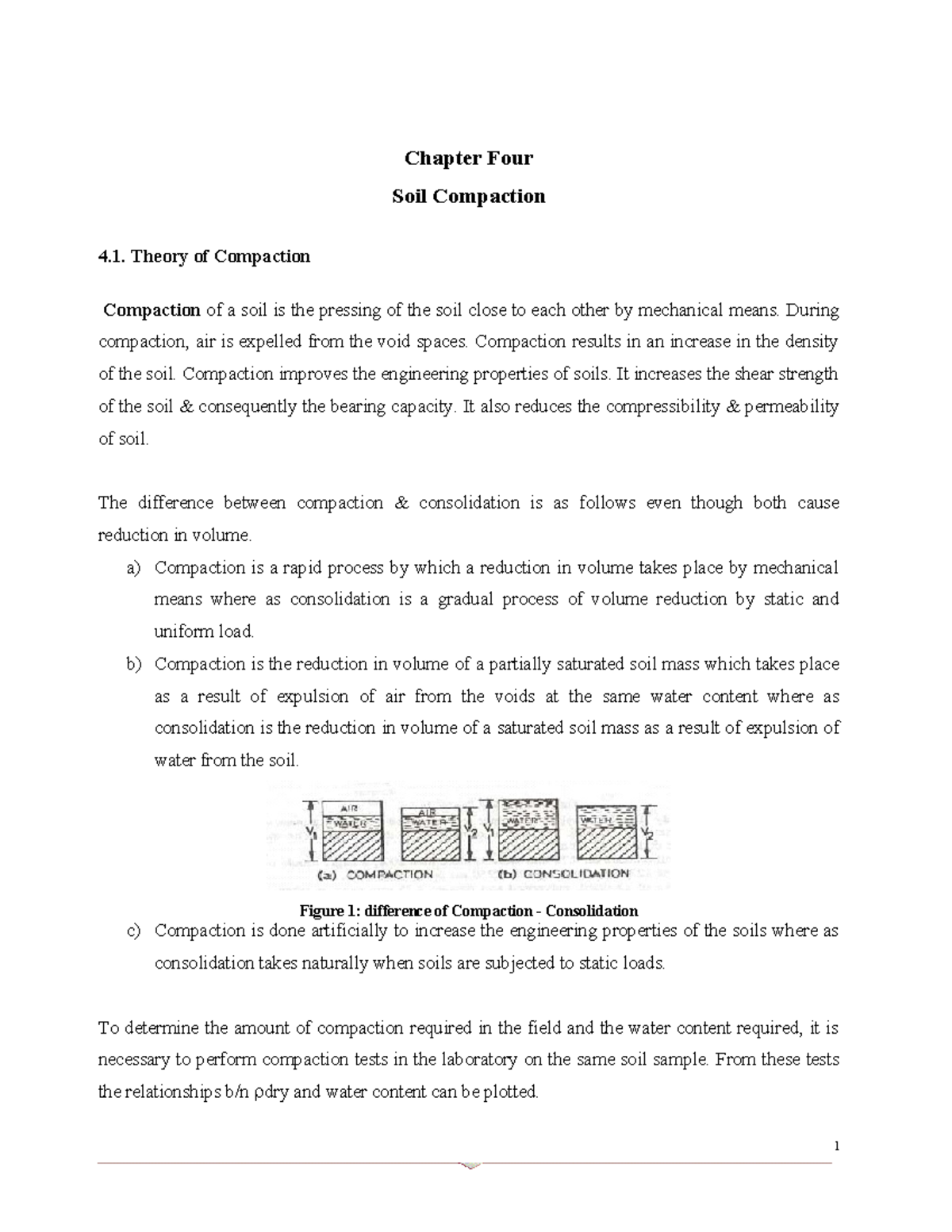 Chapter 4 Compaction - Soil Mechanics I for HWRE - Chapter Four Soil ...