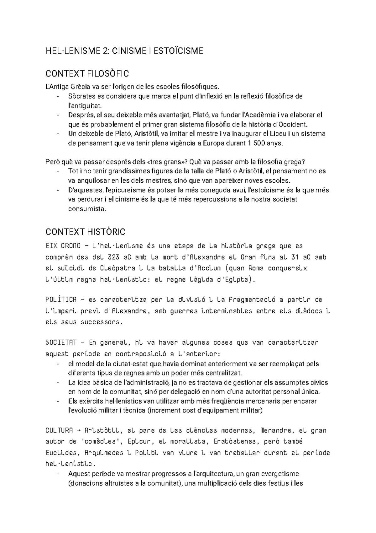 Cinisme - cinsime - HEL·LENISME 2: CINISME I ESTOÏCISME CONTEXT ...