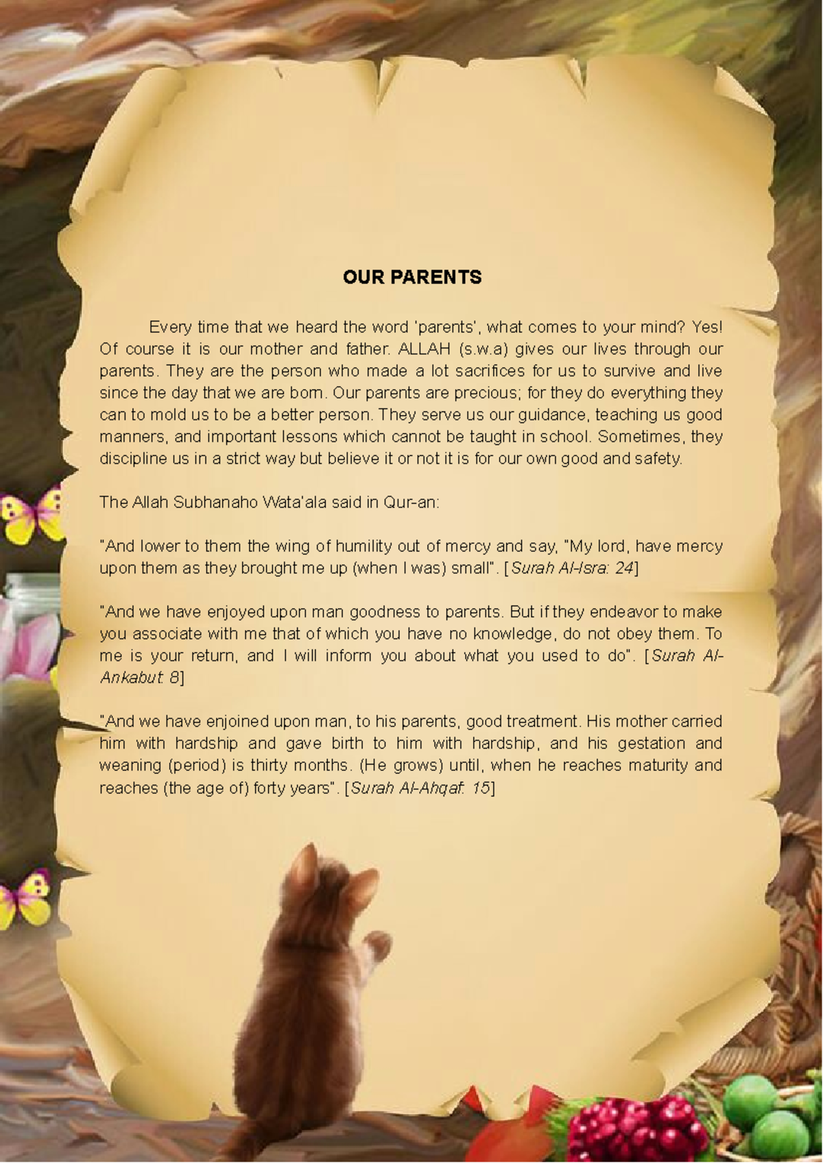 The speech - OUR PARENTS Every time that we heard the word ‘parents ...