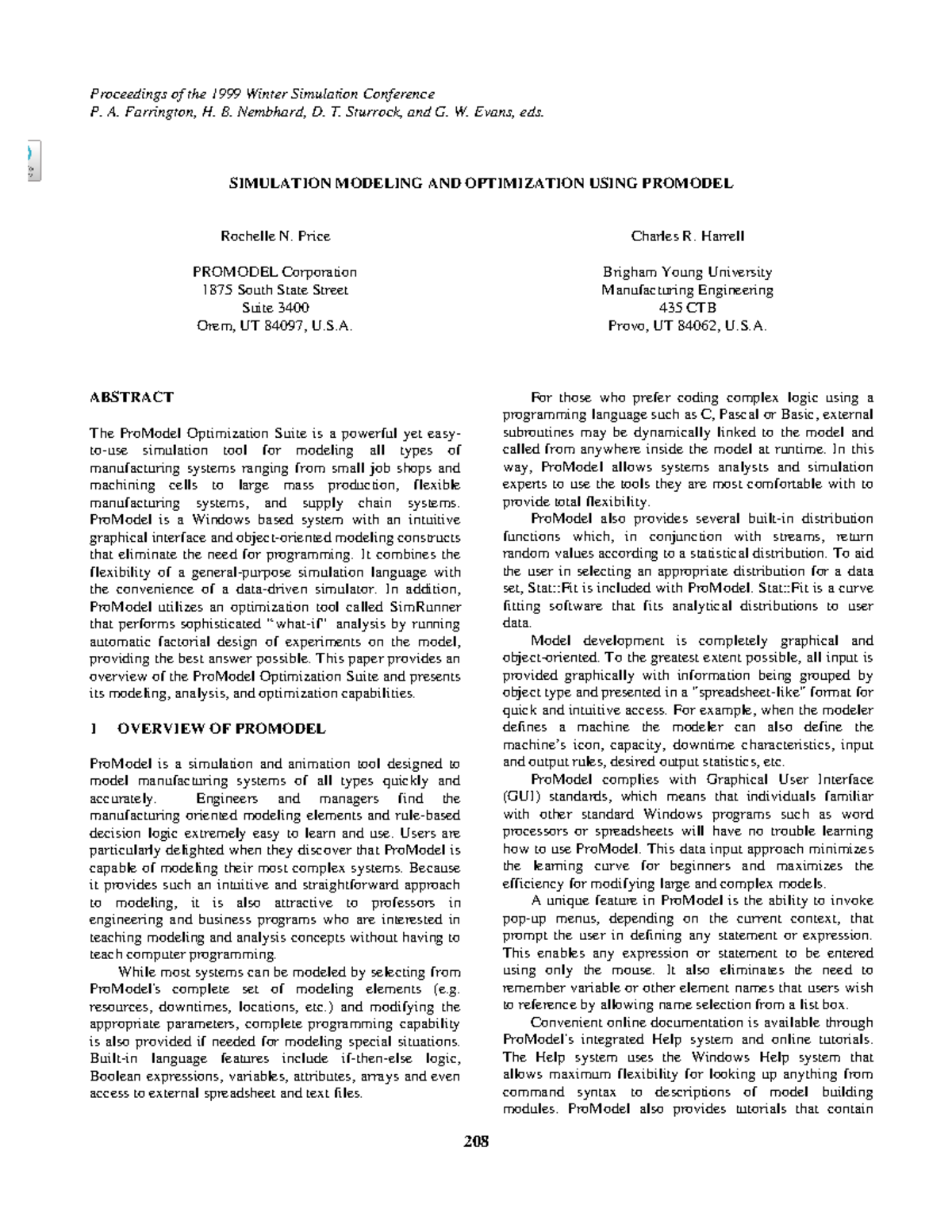 Harrell & Price (1999) - Proceedings of the 1999 Winter Simulation ...