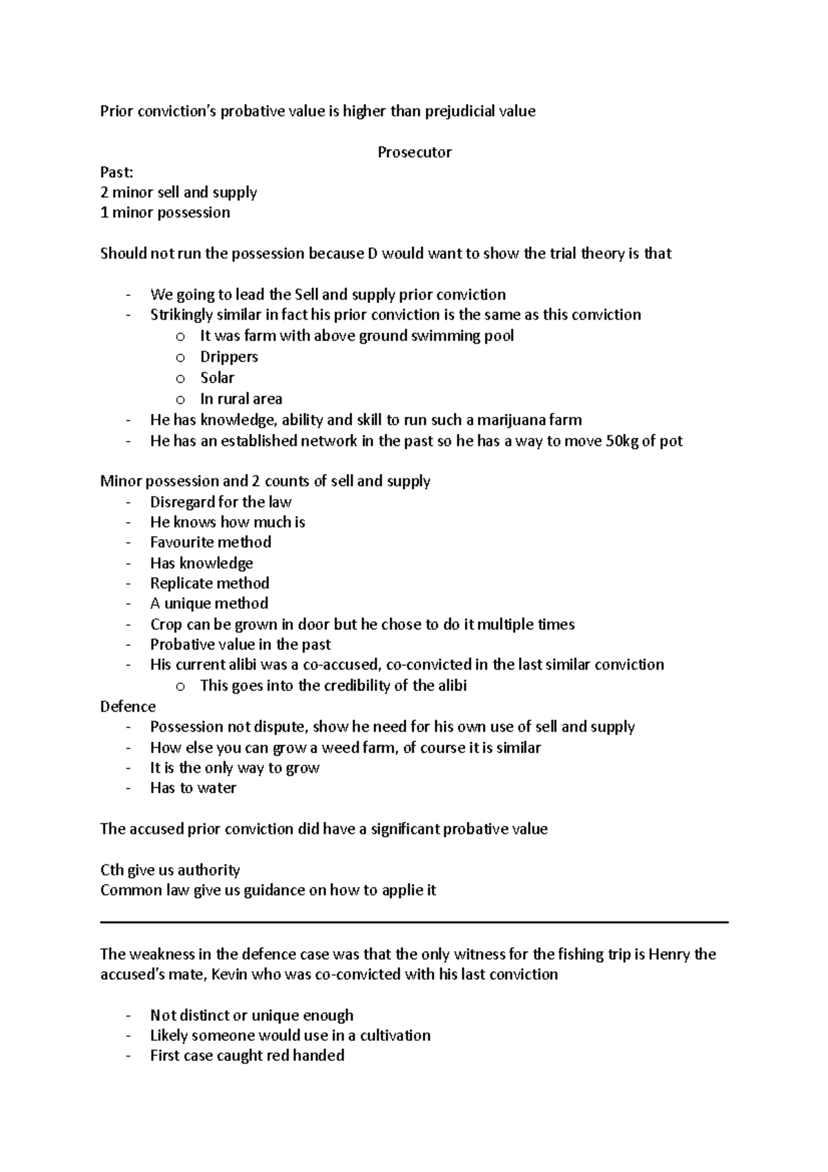 Tute Prior conviction-examination Henry - Prior conviction’s probative ...