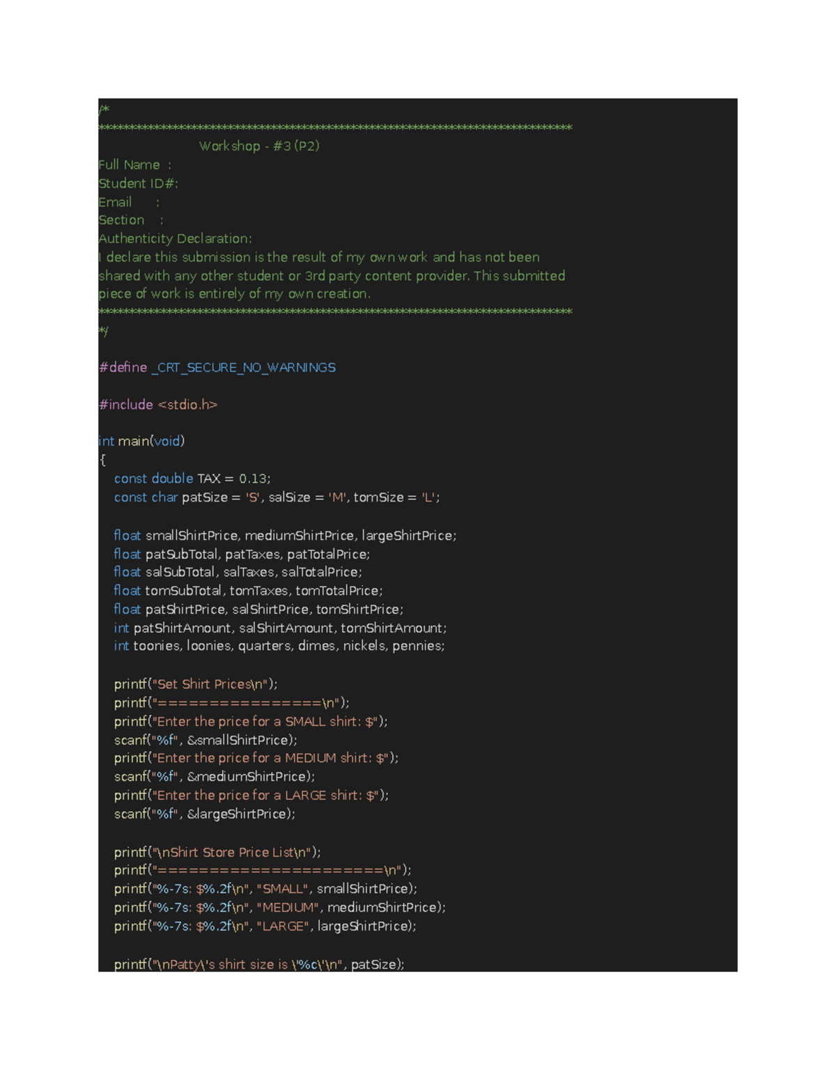 W3p2 - Workshop3 part2 - /* - Studocu