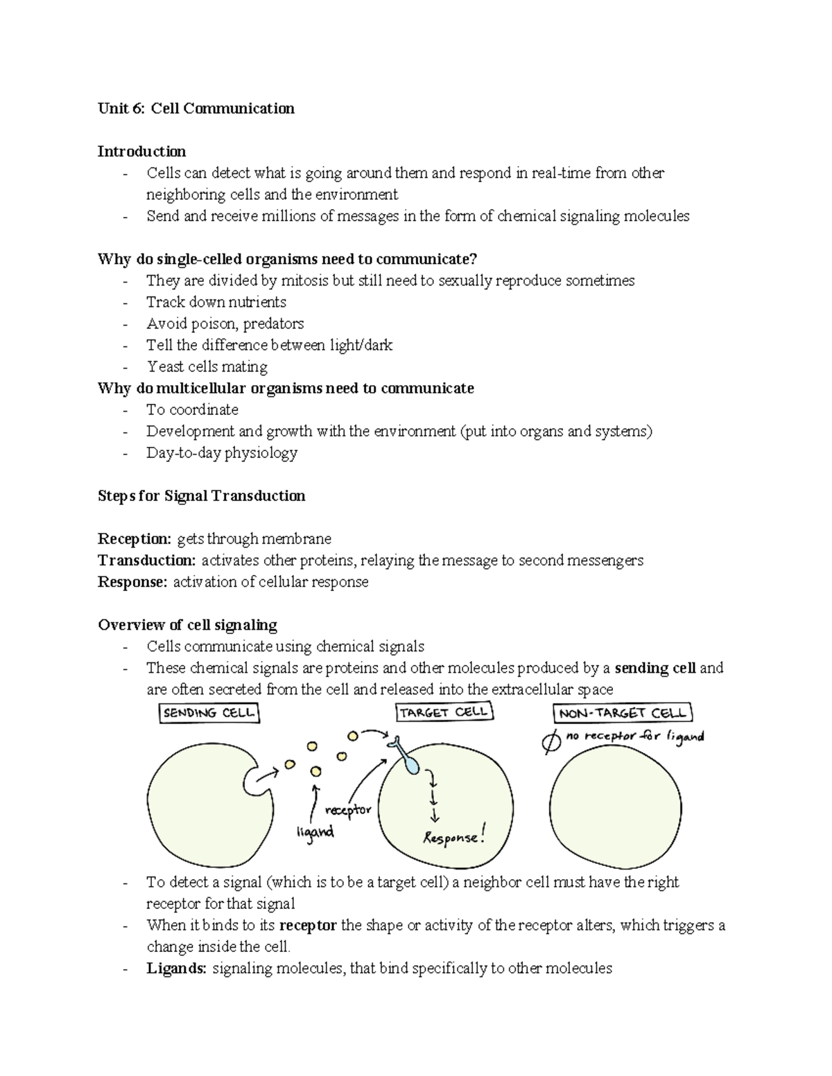 Bio Midterm #2 - Unit 6: Cell Communication Introduction - Cells can ...