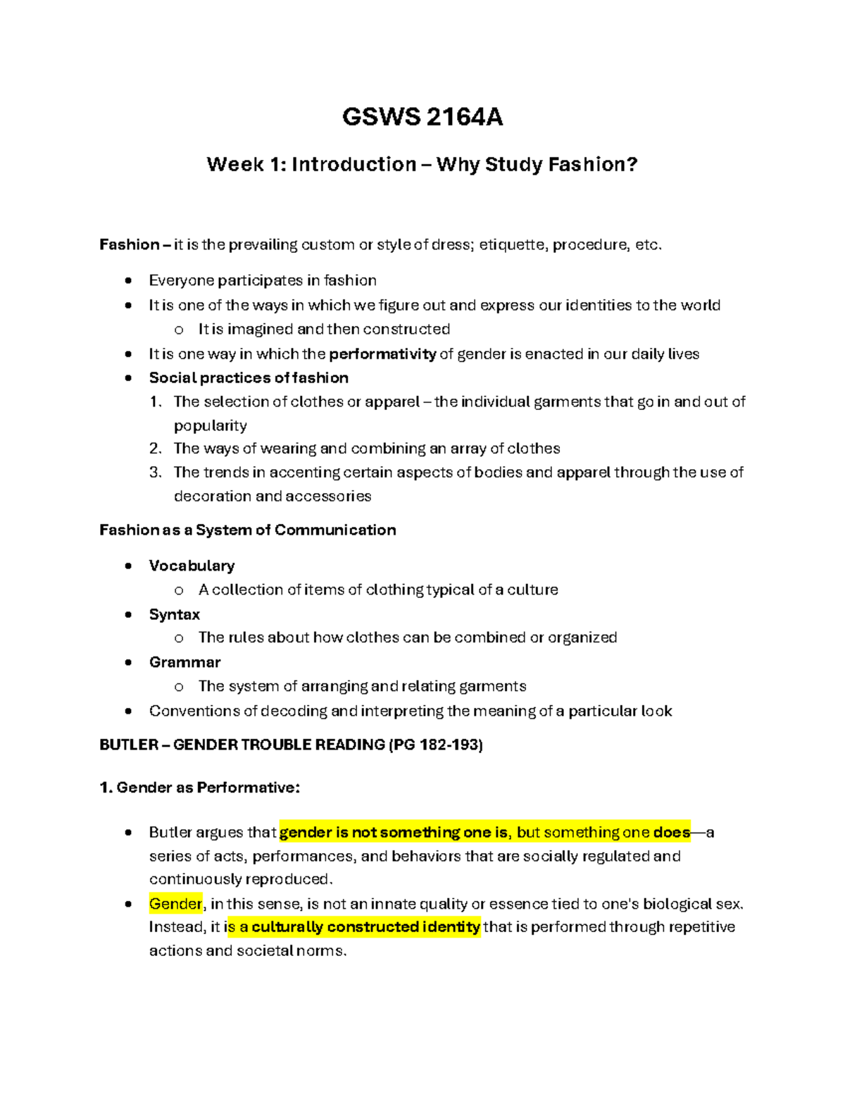 WEEK 1 (Why Study Fashion?) - GSWS 2164A Week 1: Introduction – Why ...