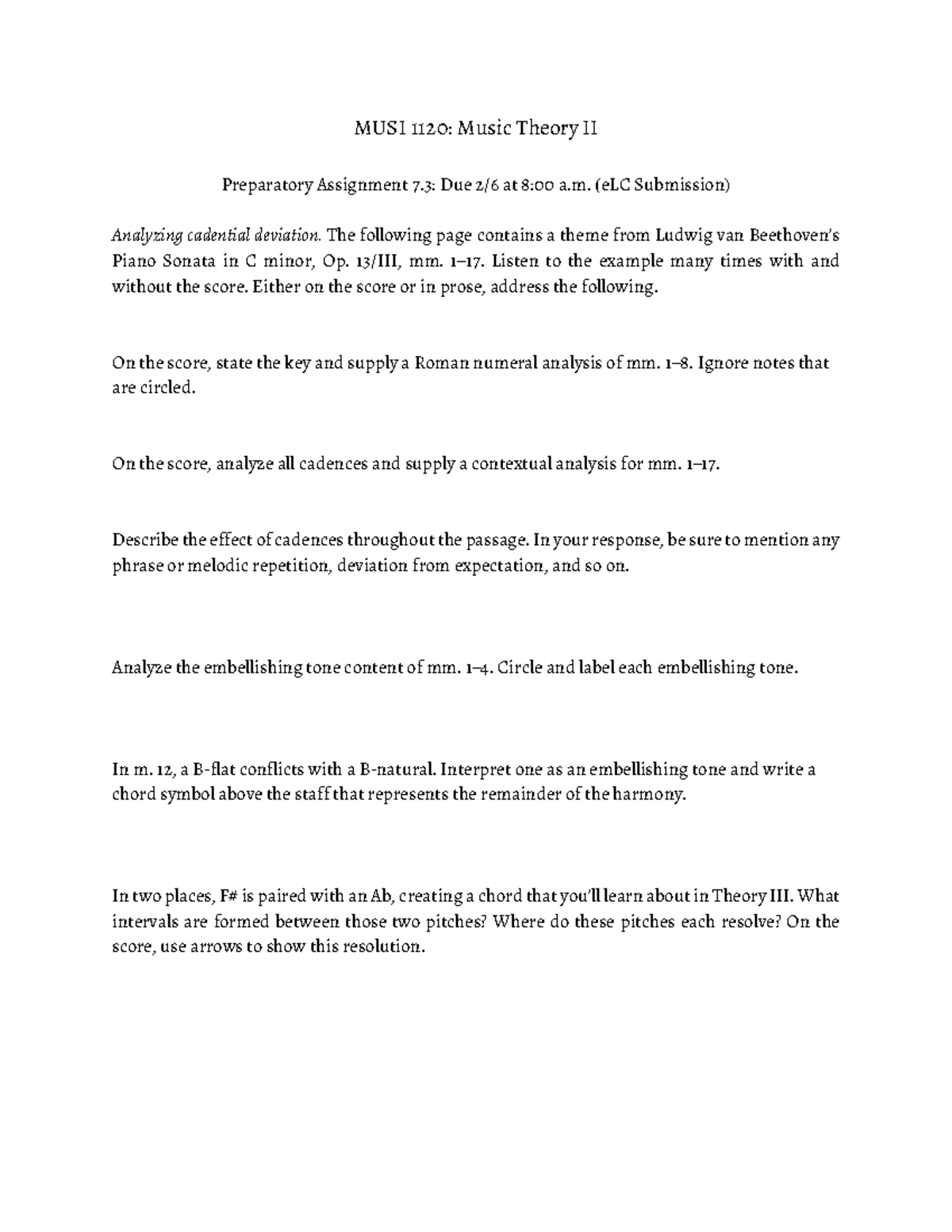 Prep. Assignment 7 - MUSI 11 2 0: Music Theory II Preparatory ...