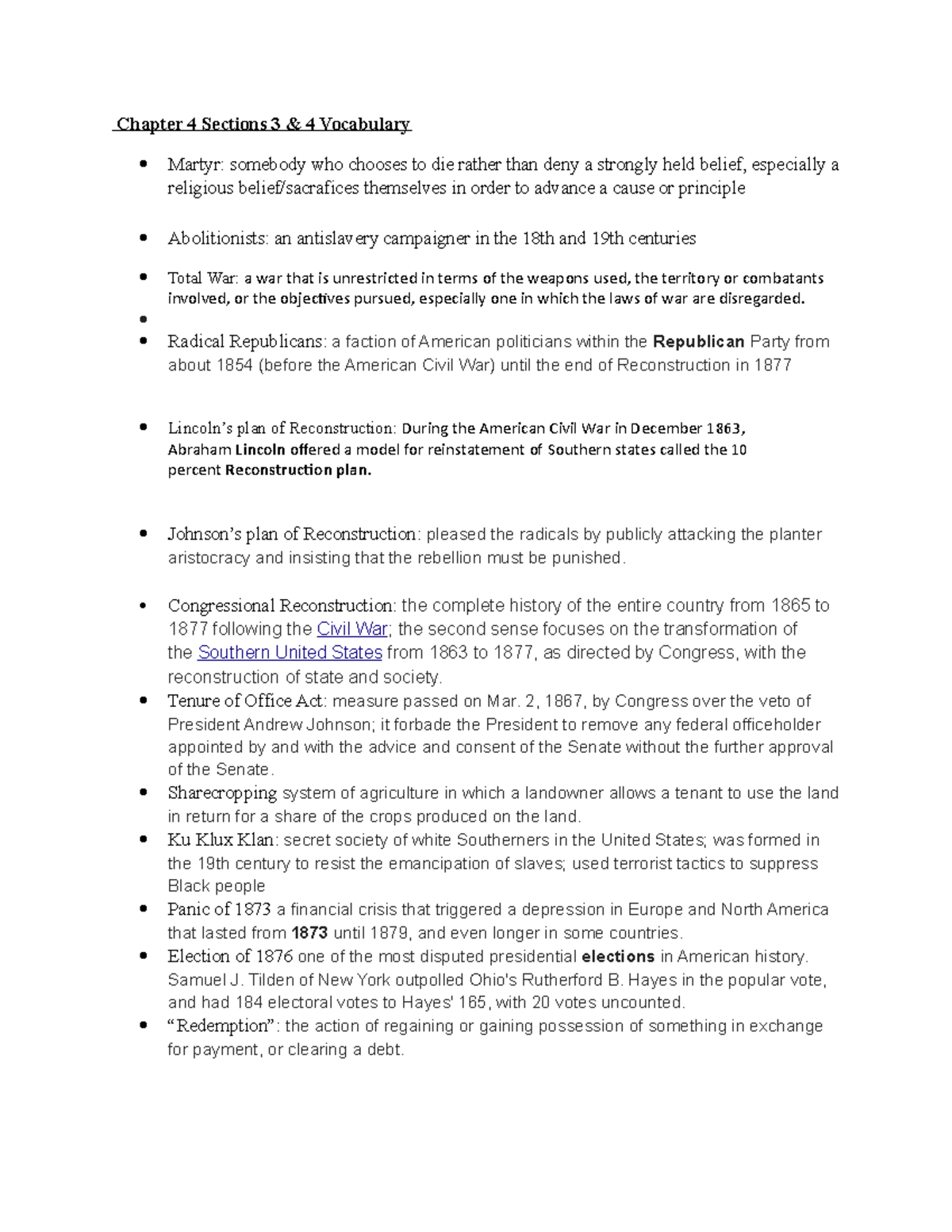 Chapter 4 sections 34 - Notes from Chatper 4.3 US History - Chapter 4 ...