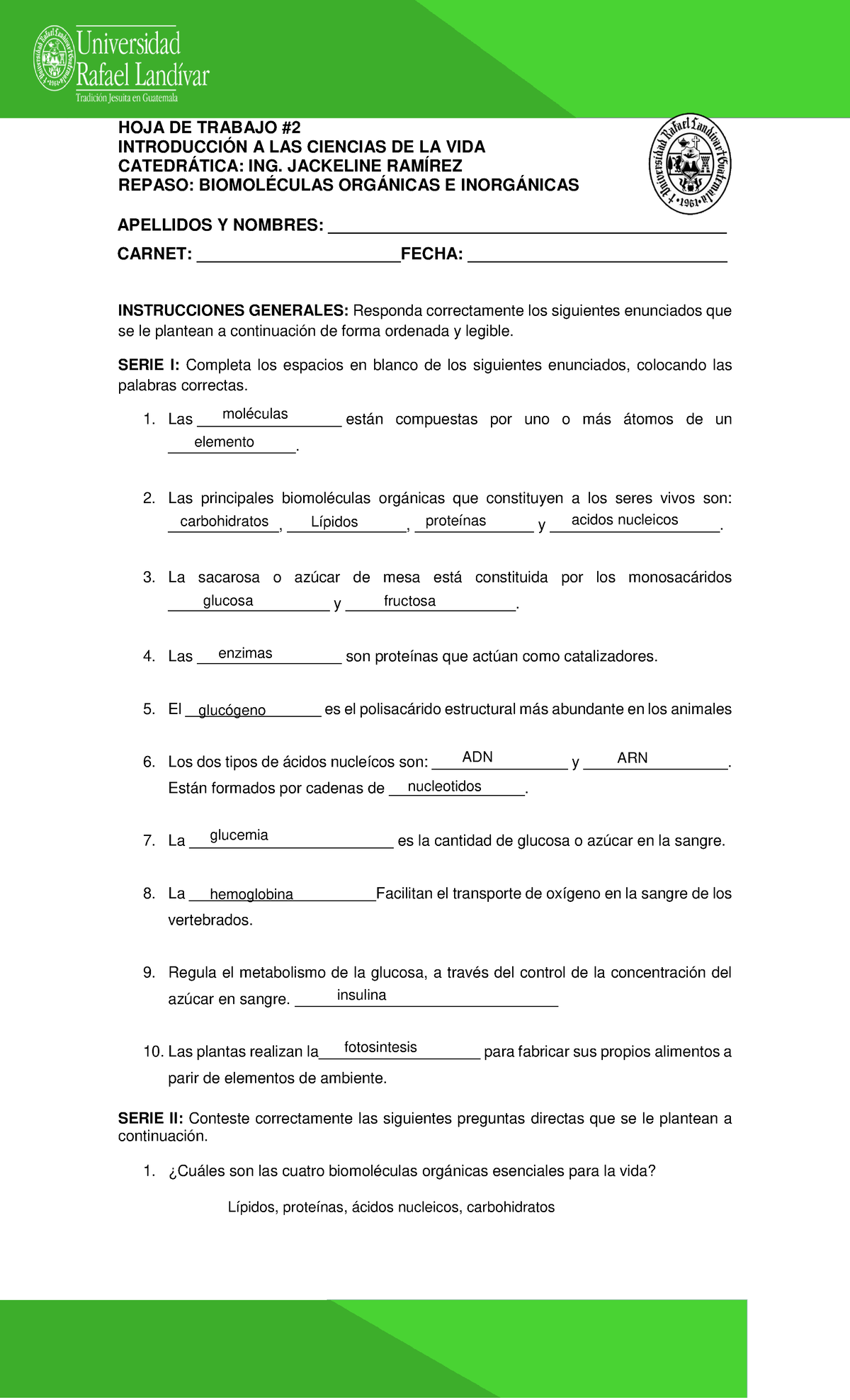 HOJA DE Trabajo #2 - HOJA DE TRABAJO # 2 INTRODUCCIÓN A LAS CIENCIAS DE ...