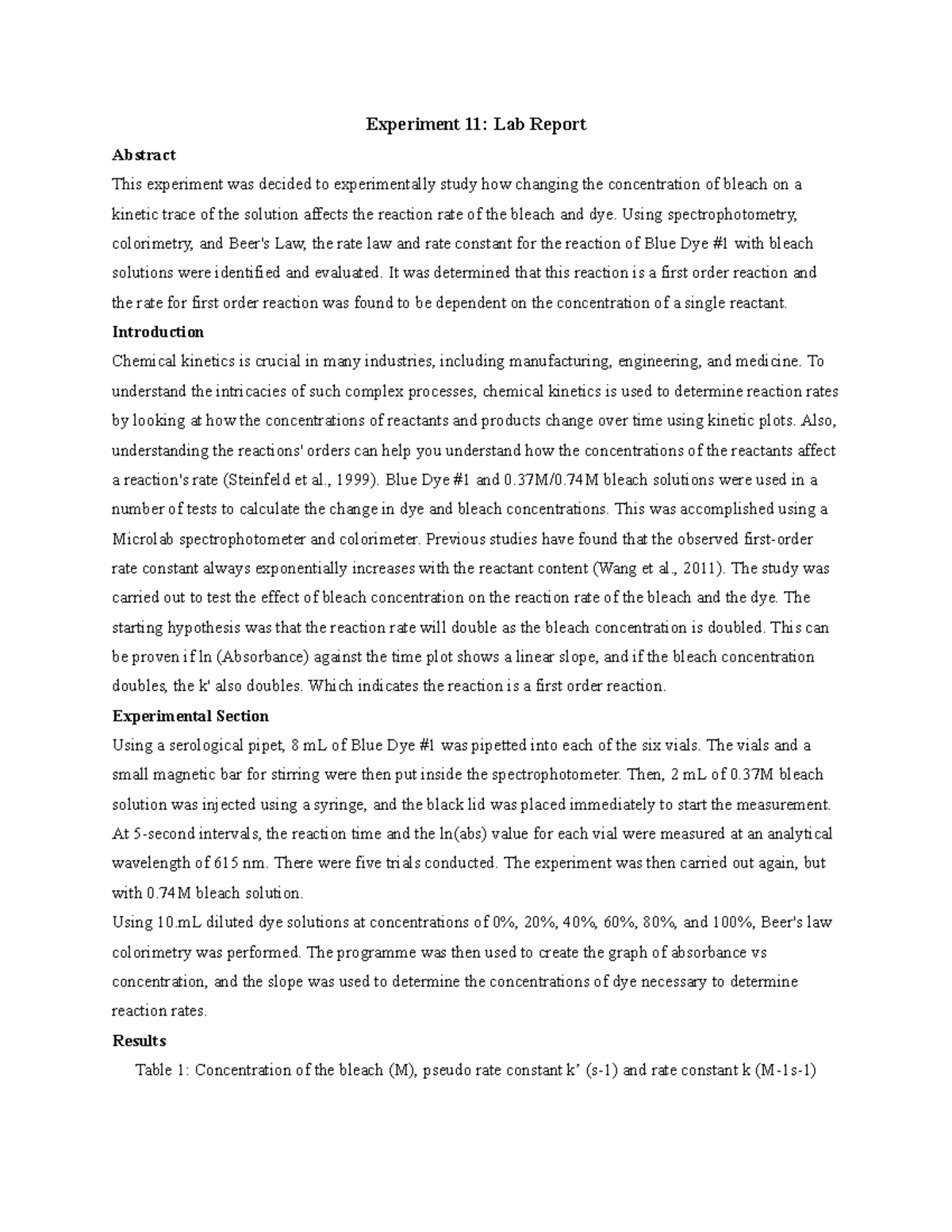 Experiment 11 Lab Report-3 - Experiment 11: Lab Report Abstract This ...
