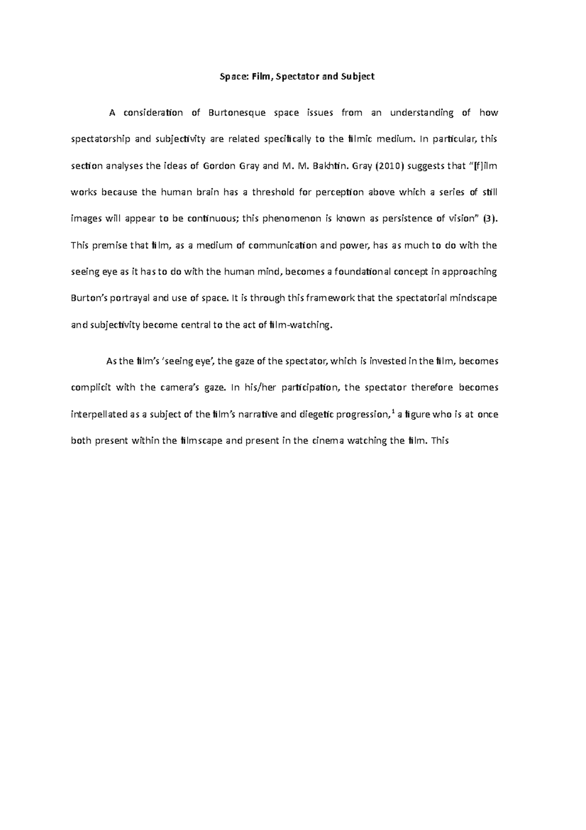 Space - Film, Spectator and Subject - Space: Film, Spectator and ...