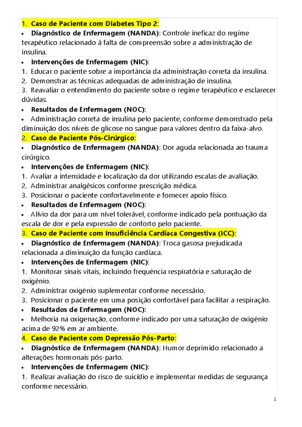 Nanda NIC E NOC 240331 192654 - 1. Caso de Paciente com Diabetes Tipo 2 ...
