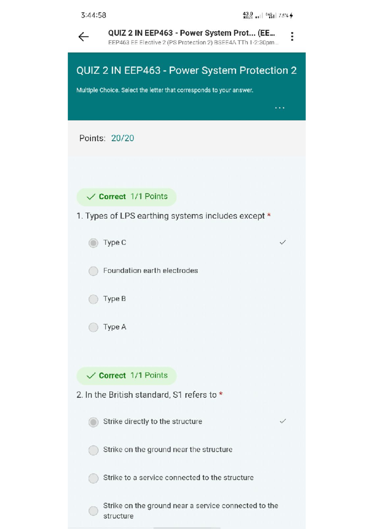 Q2 1 - 3:44:58 43 04G QUIZ 2 IN EEP463 Power System Prot... (EE... EEP463 EE Elective 2 (PS ...