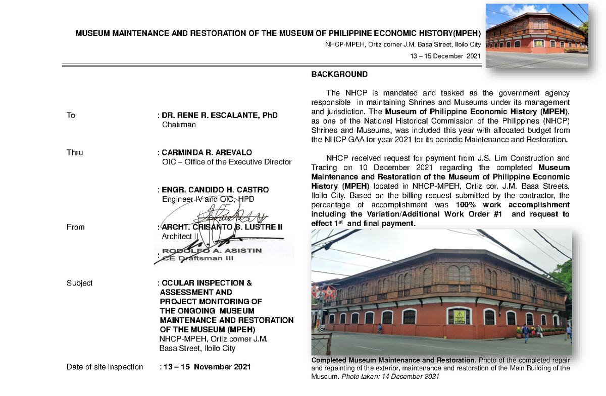 Iloilo-MPEH CSW 13-15 December 2021 Museum of the Philippine Economic ...