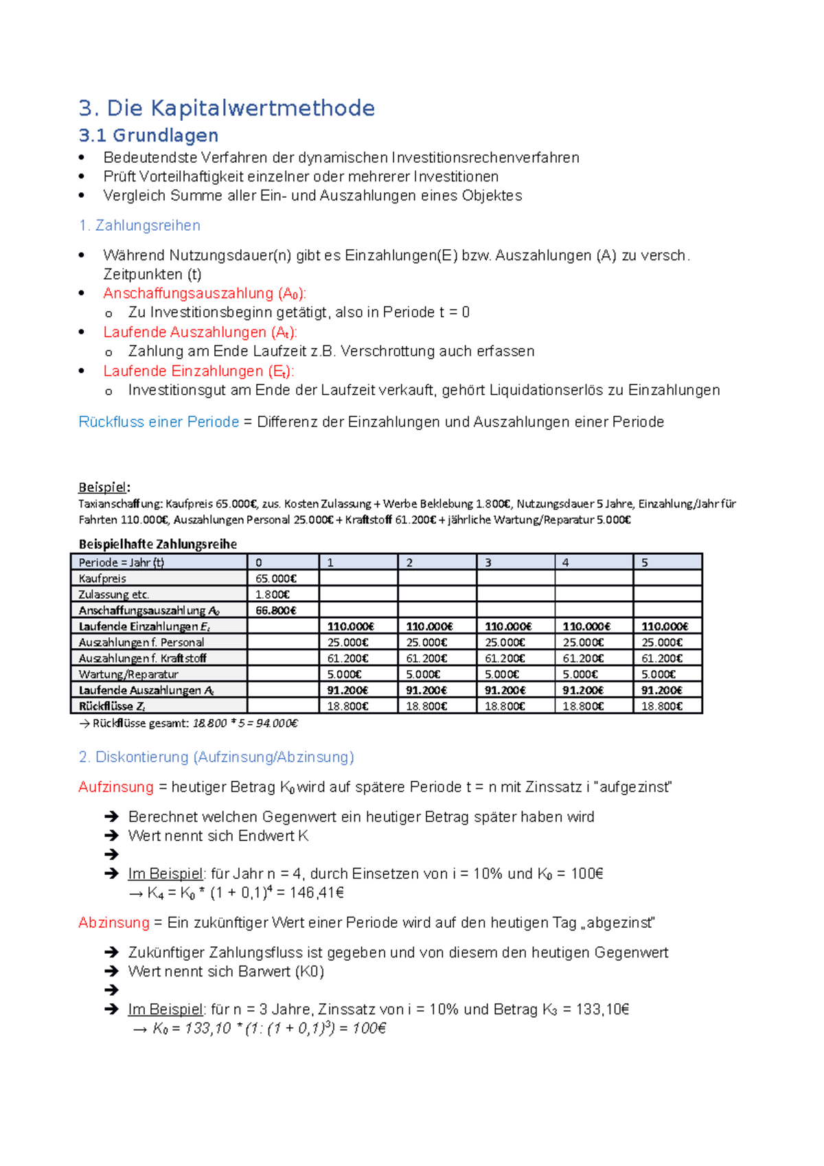 Lektion 3 Investition - 3. Die Kapitalwertmethode 3 Grundlagen ...
