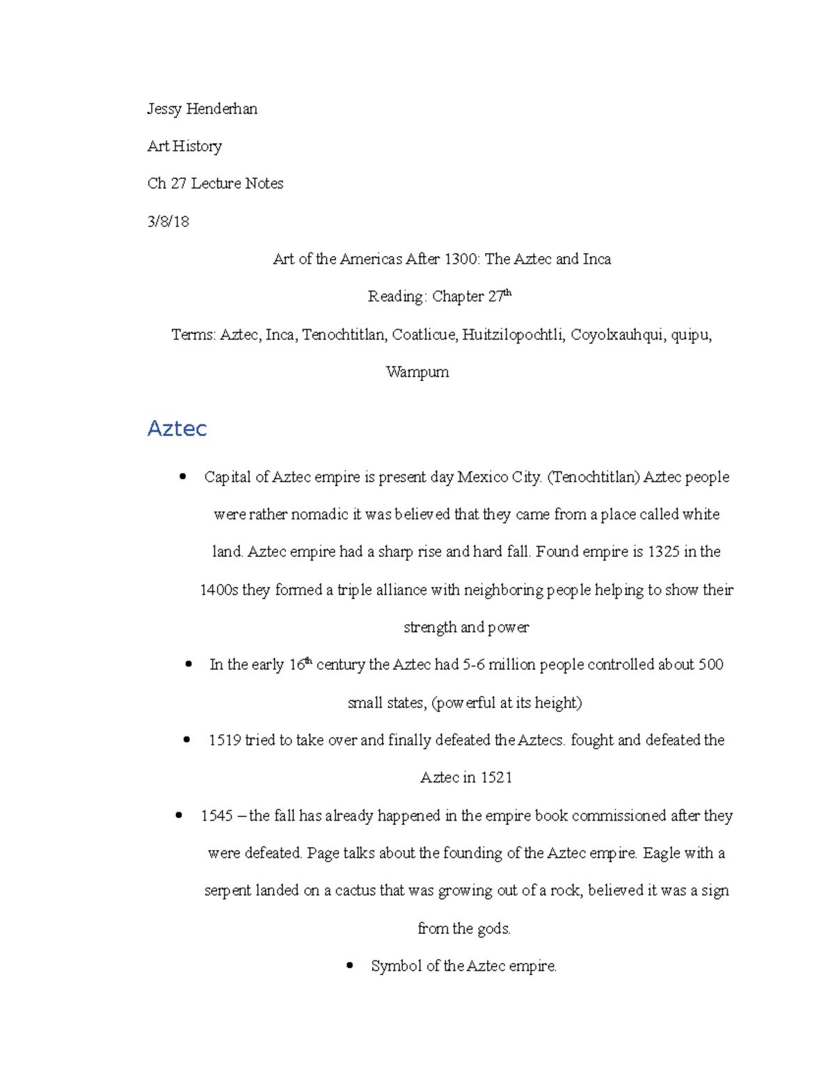 Ch 27 Lecture Notes - Jessy Henderhan Art History Ch 27 Lecture Notes 3 ...