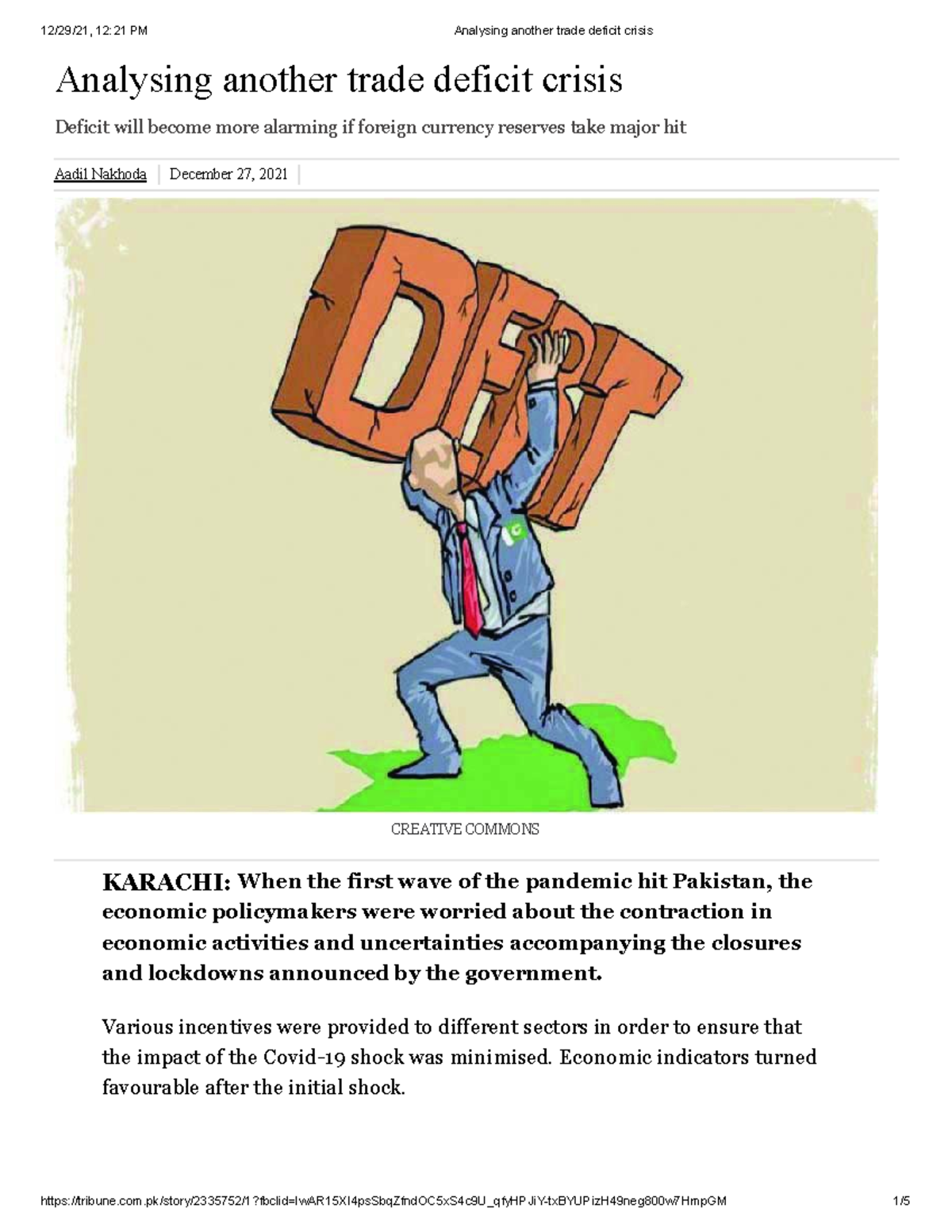 Analysing another trade deficit crisis - Aadil Nakhoda December 27 ...