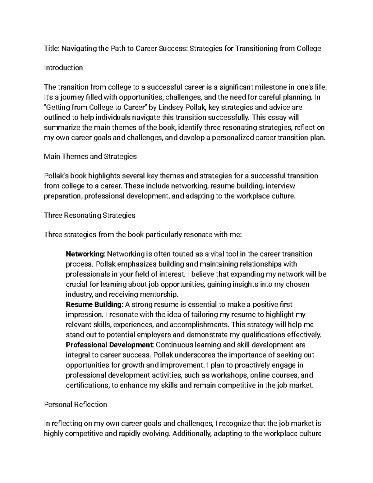 1st paper - Title: Navigating the Path to Career Success: Strategies ...
